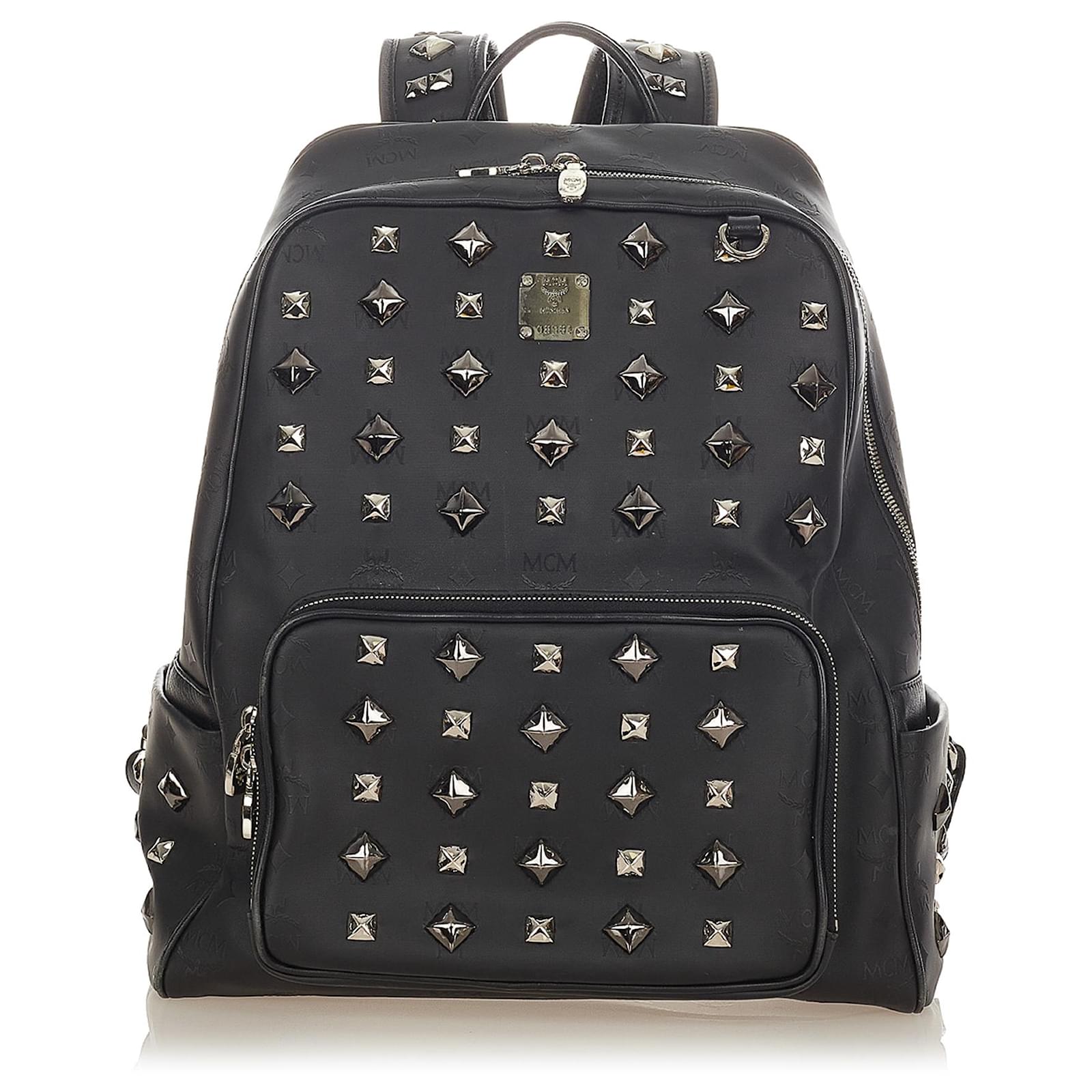 MCM Black Studded Leather Backpack Pony-style calfskin ref.401495 ...