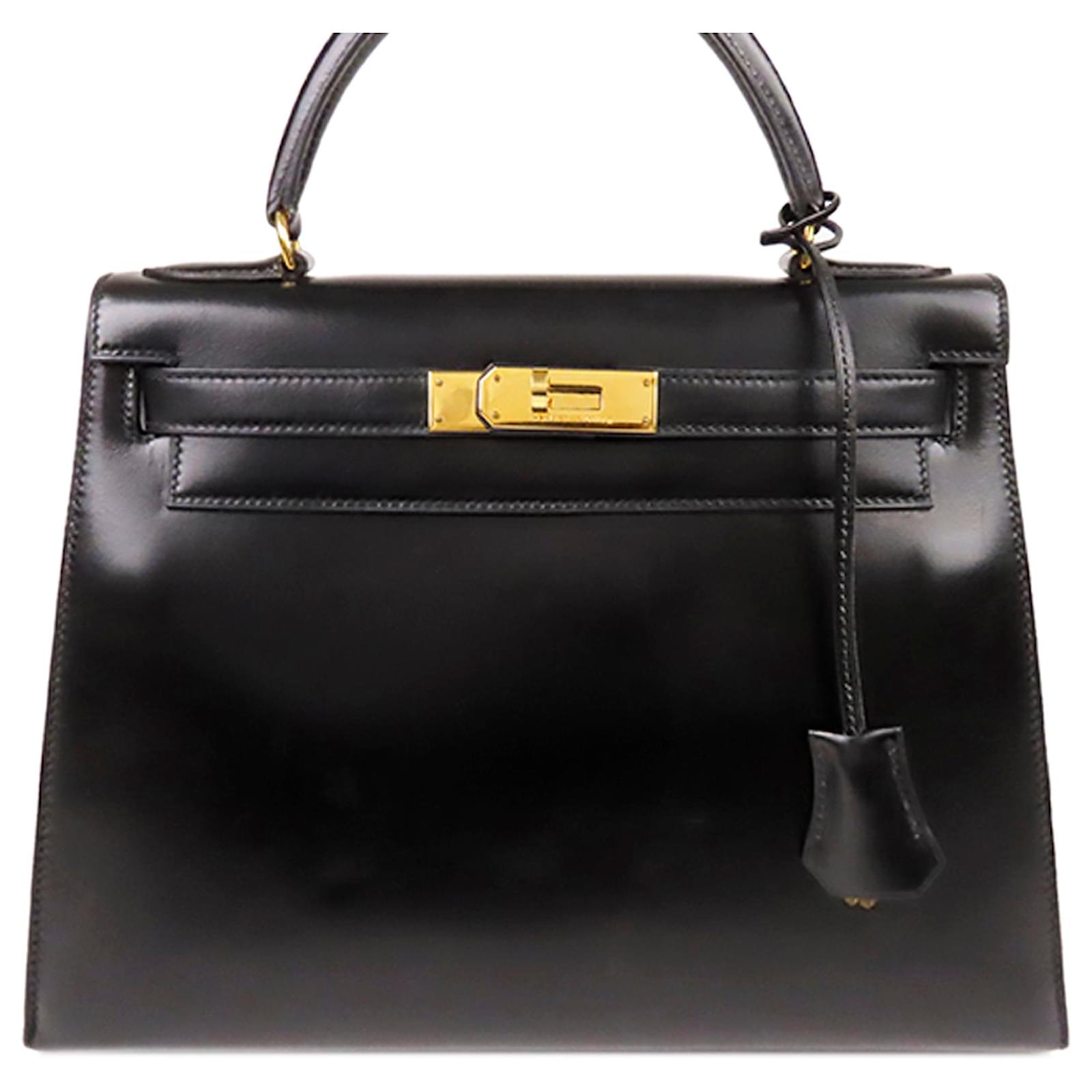 Hermès Hermes Black Box Kalb Kelly 28 Schwarz Leder Kalbähnliches Kalb ...