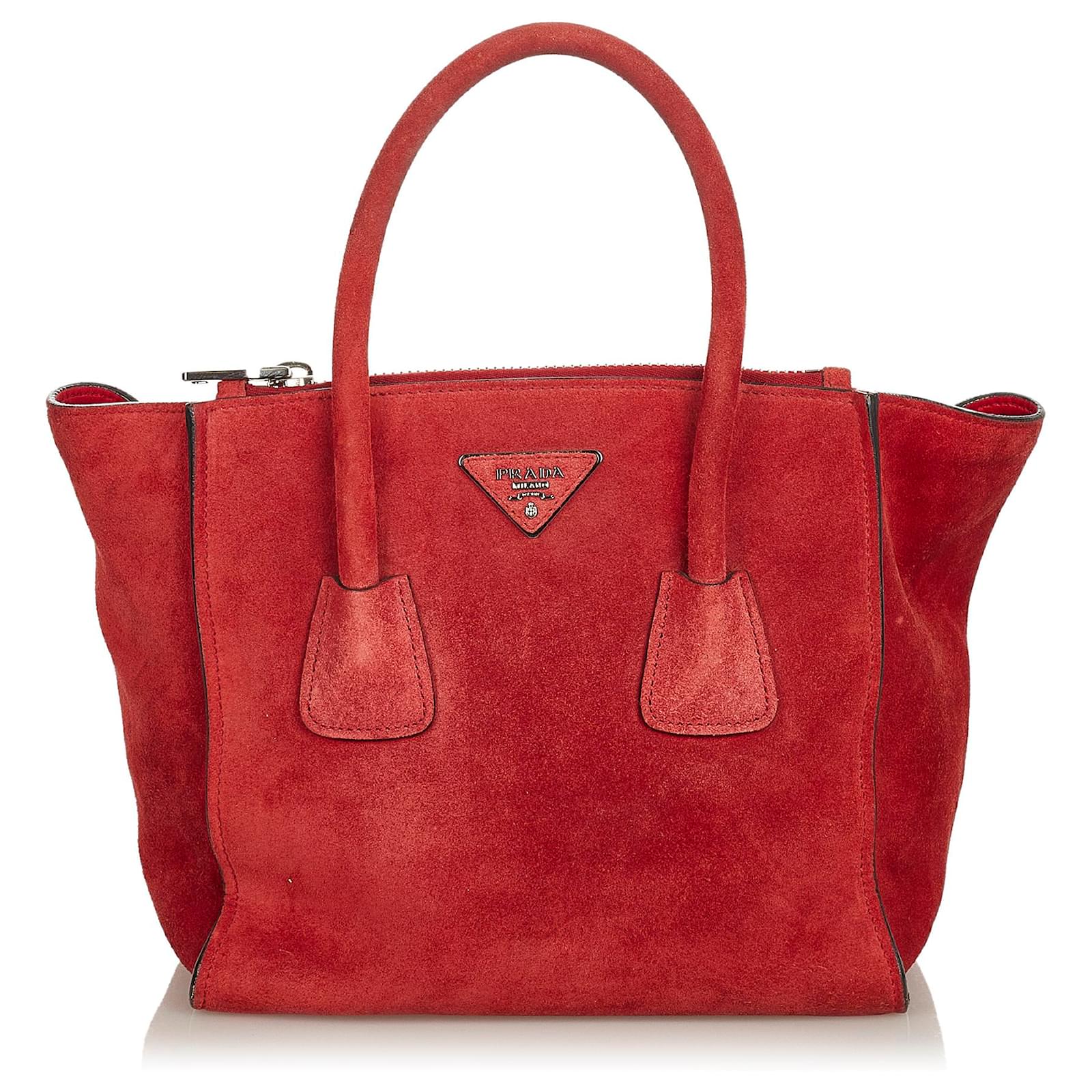 Prada Red Twin Pocket Suede Satchel Leather ref.402699 - Joli Closet