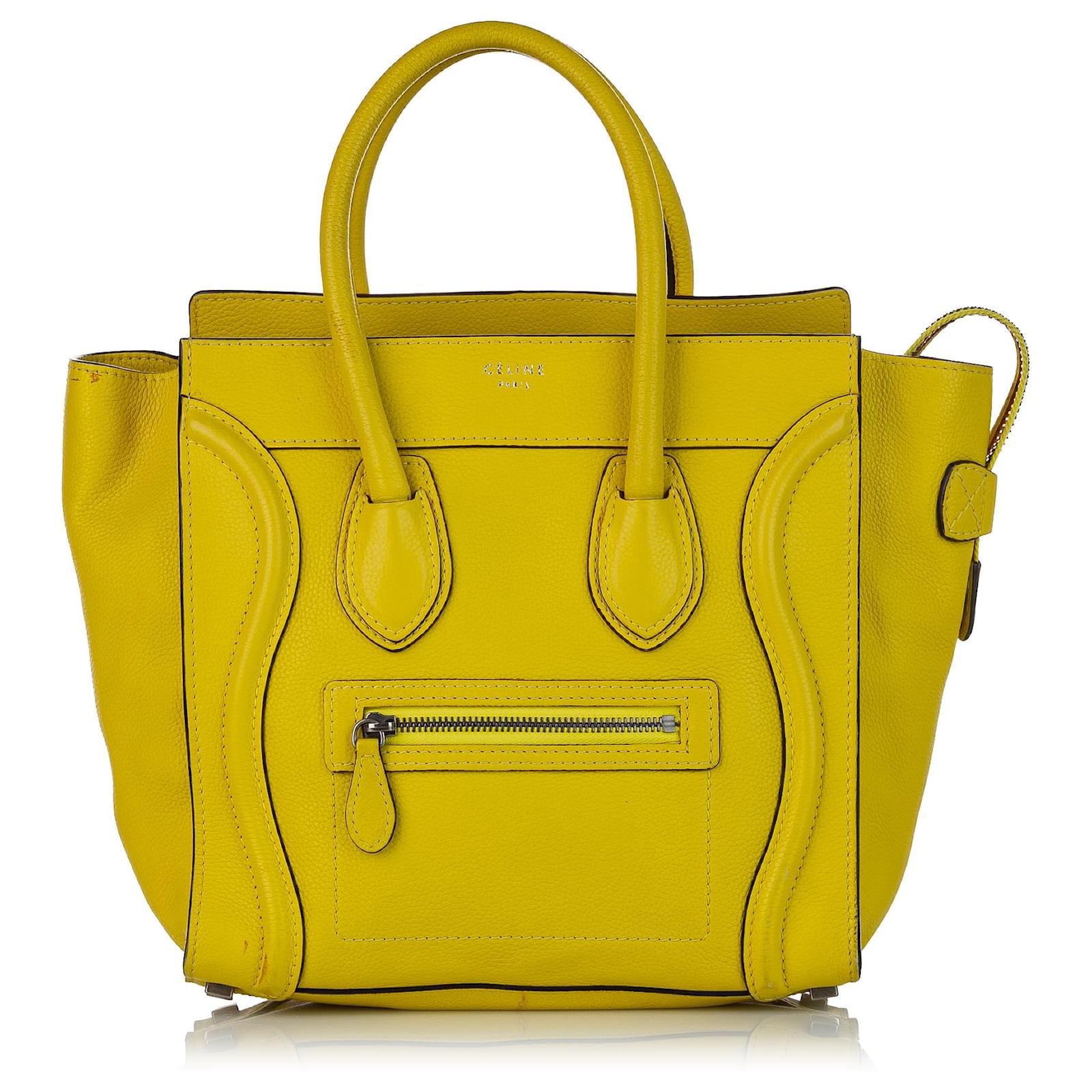 Céline Celine Yellow Luggage Leather Handbag Pony-style calfskin ref ...