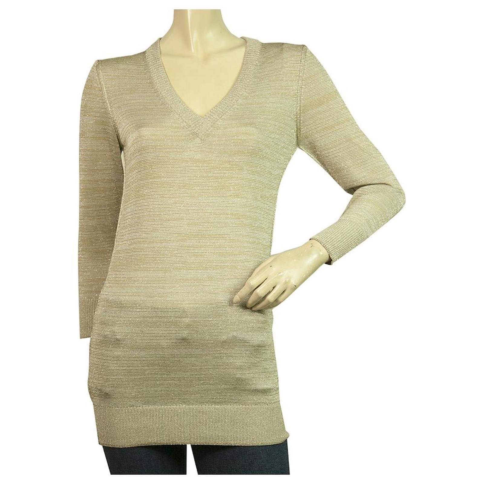 Dolce & Gabbana Blusa Dorada Con Brillo Metálico Brillo Con Escote En V ...