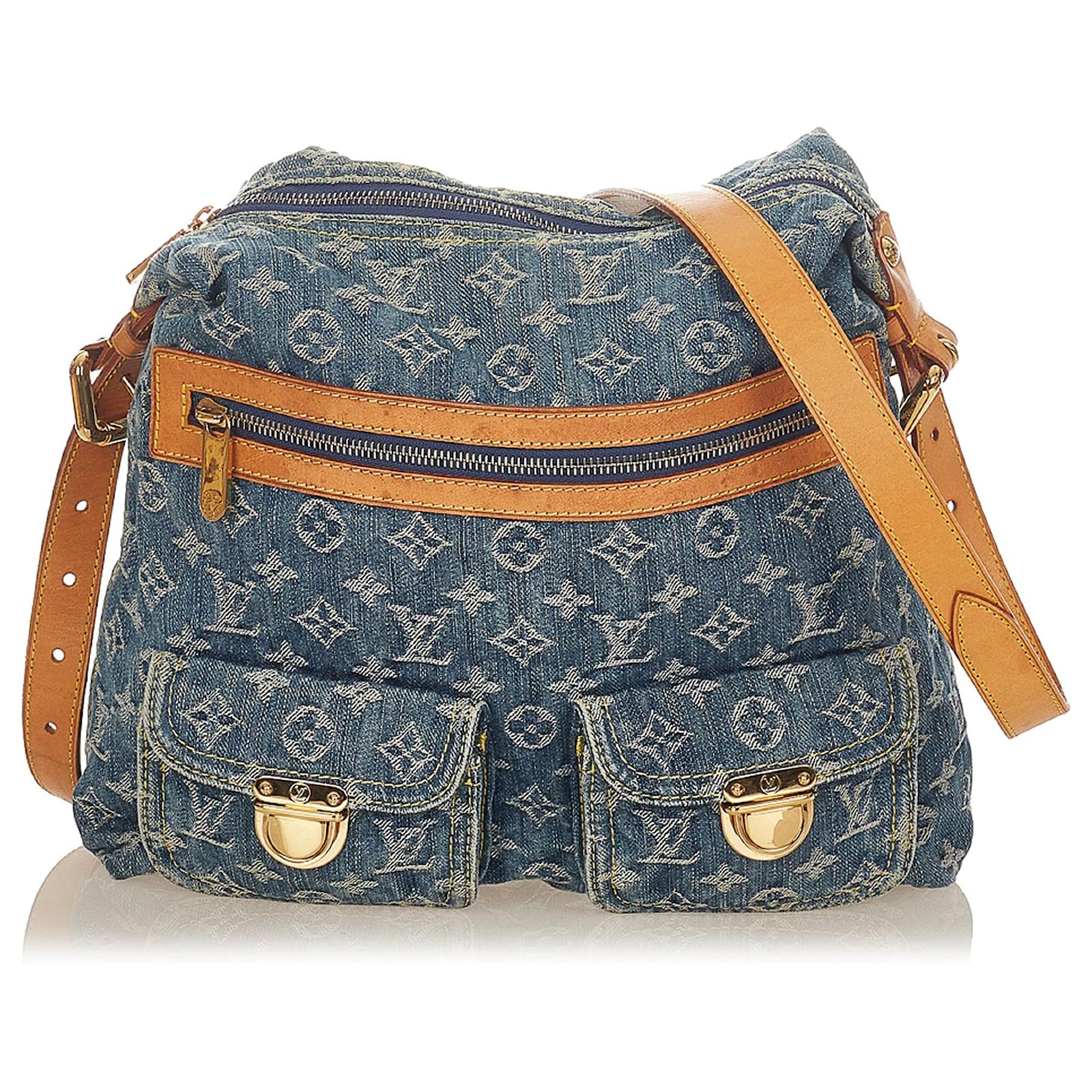 Louis Vuitton Blue Monogram Denim Baggy GM Marrone Pelle Giovanni ...