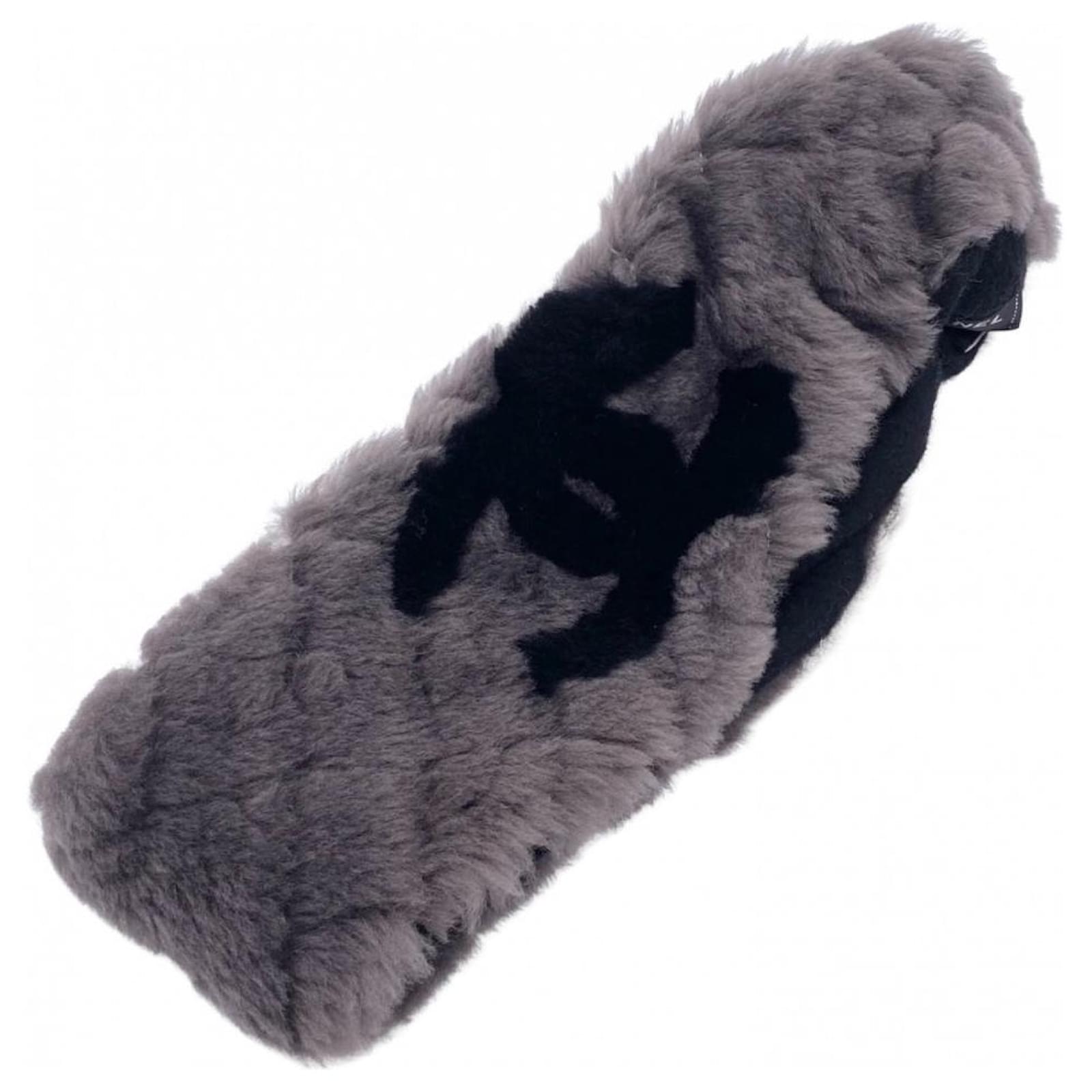 Chanel hair band gray sheepskin fur new Black Grey ref.409578 - Joli Closet