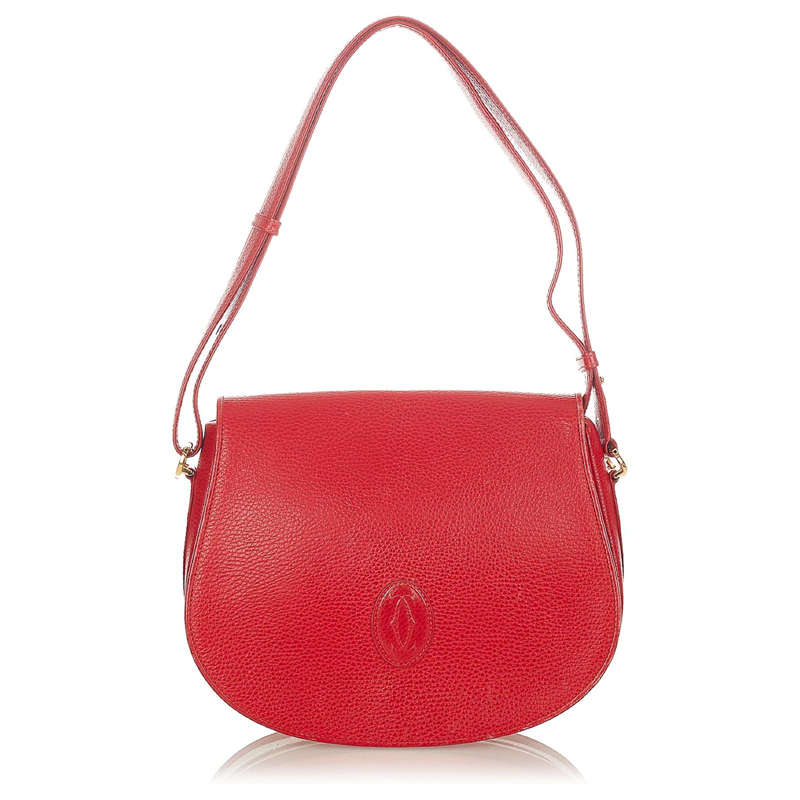 Cartier Red Must de Cartier Leather Shoulder Bag Pony-style calfskin ...