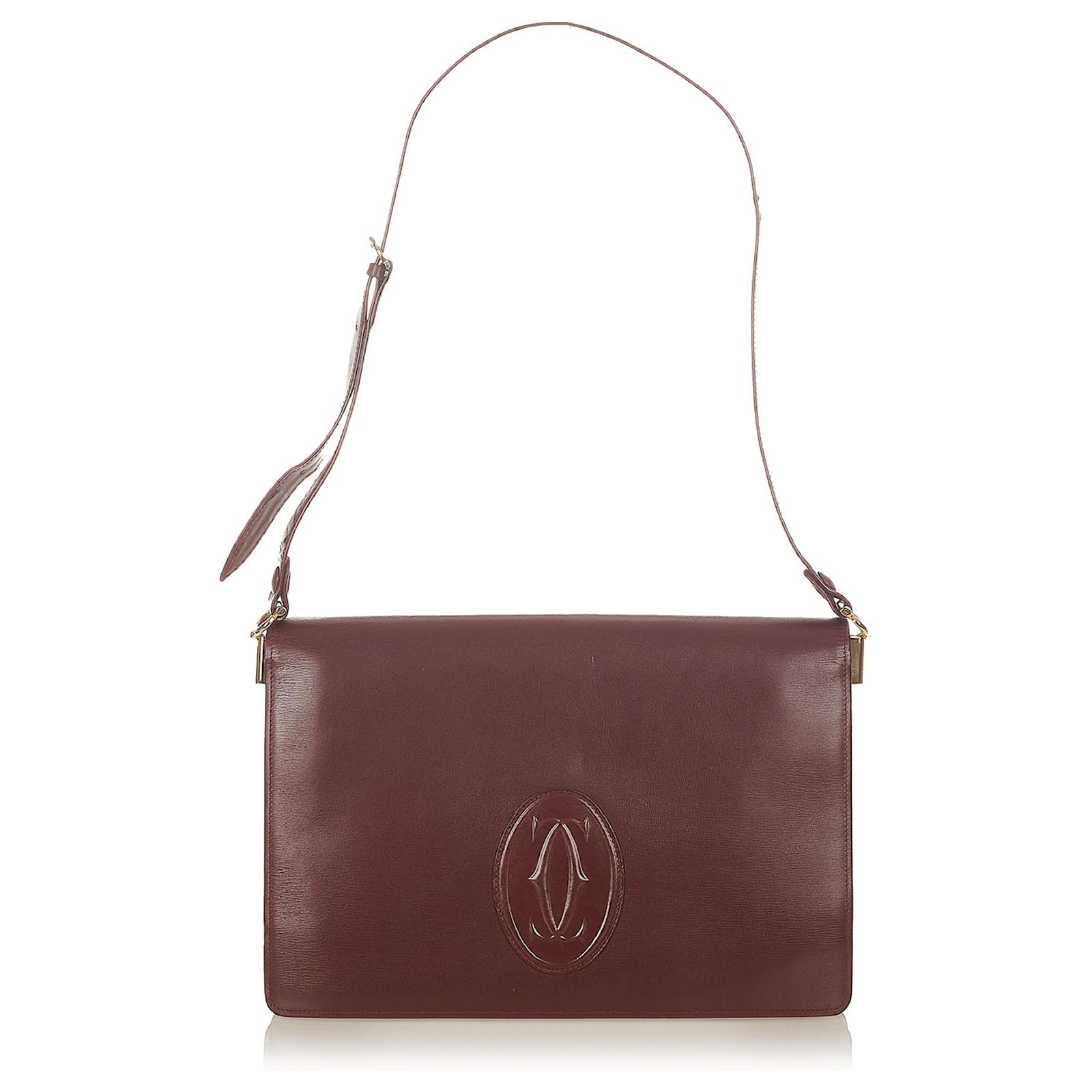 Cartier Red Must de Cartier Leather Shoulder Bag Dark red Pony-style ...