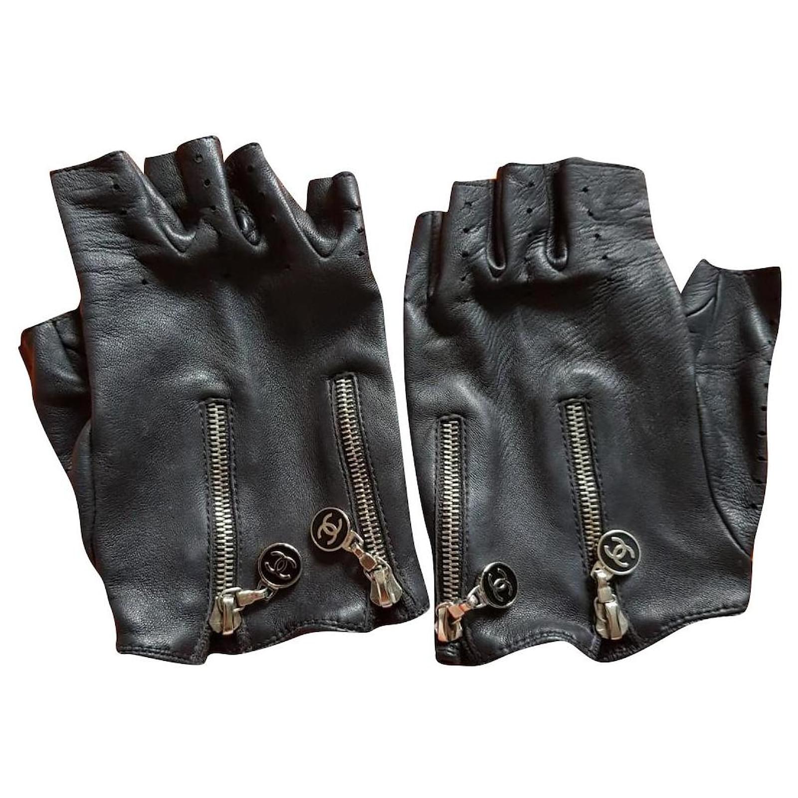 Gants Chanel Cuir Noir taille 7 ref.417524 - Joli Closet