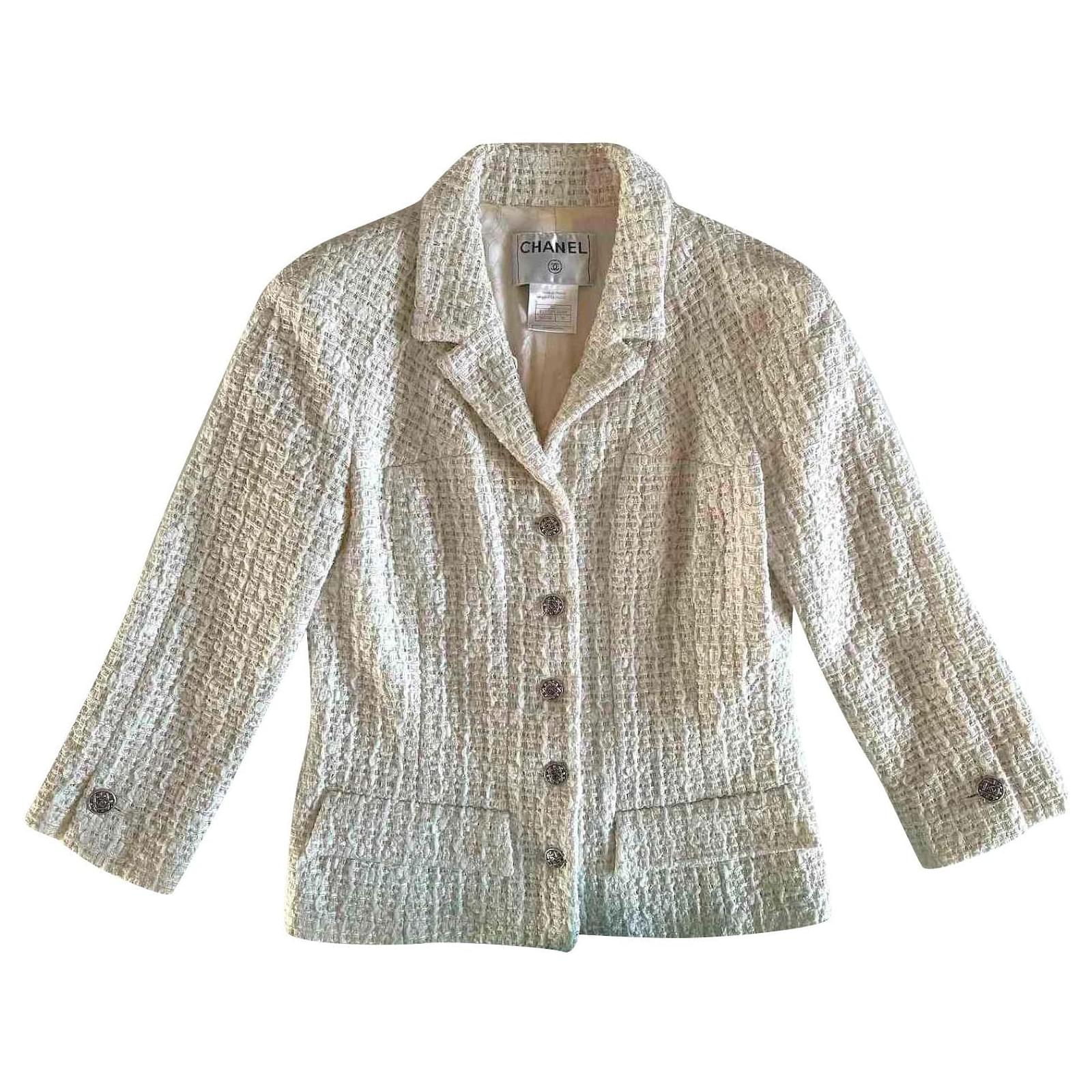Chanel Jackets Eggshell Polyester Wool Viscose Polyamide ref.417641 ...