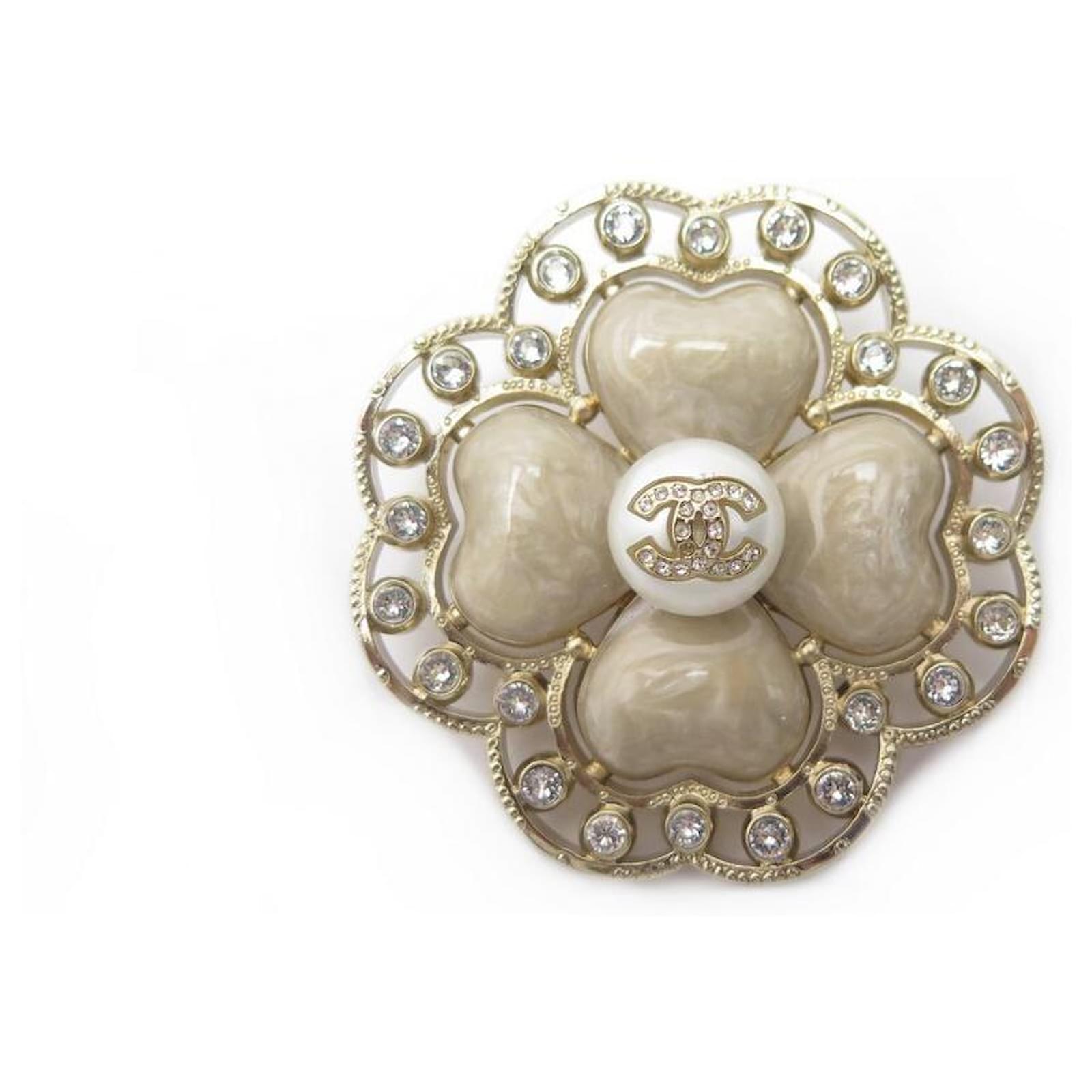 Anderer Schmuck NEUE CHANEL BROSCHE CC LOGO & STRASS PERLE IN GOLD ...