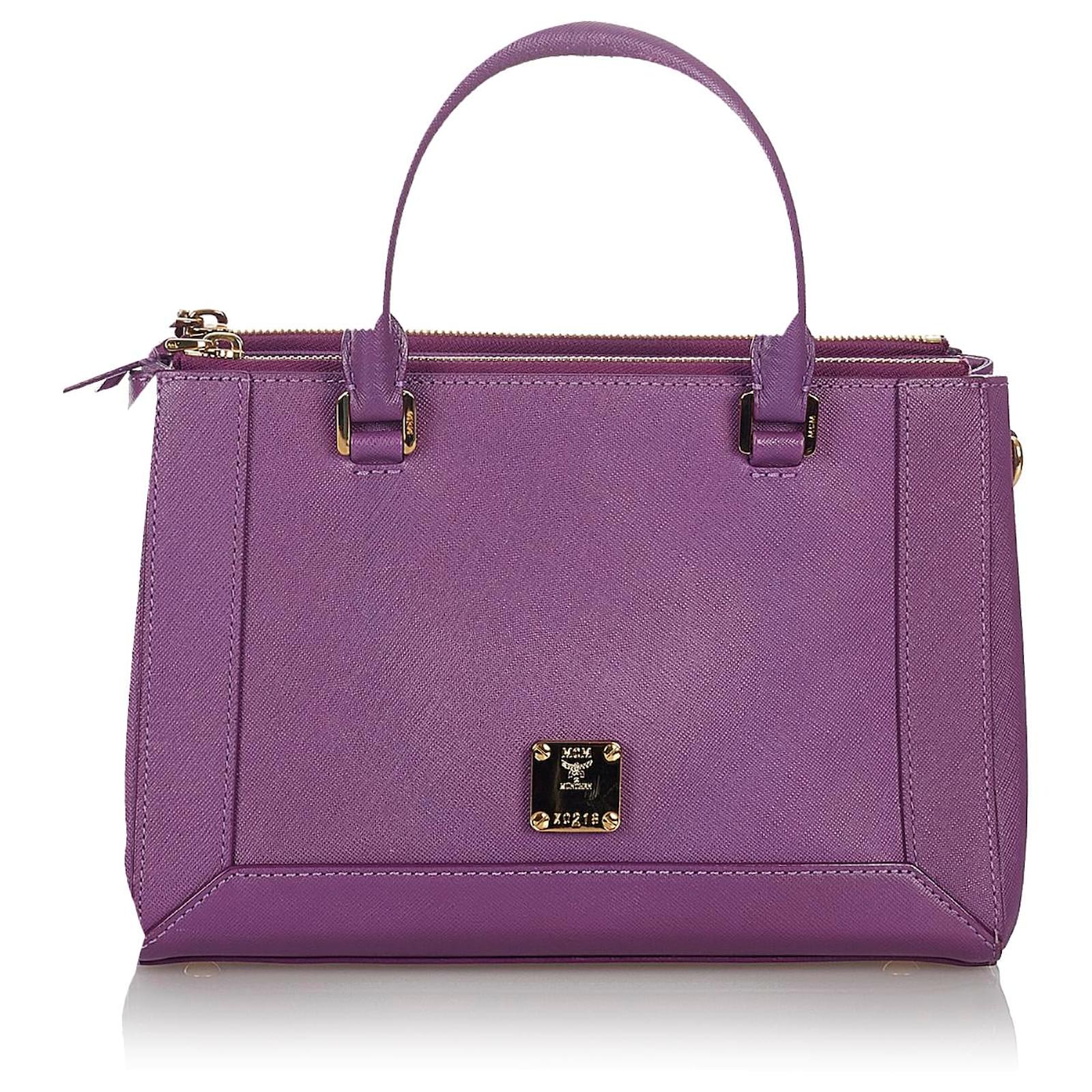 MCM Purple Nuovo Leather Satchel Pony-style calfskin ref.424604 - Joli ...