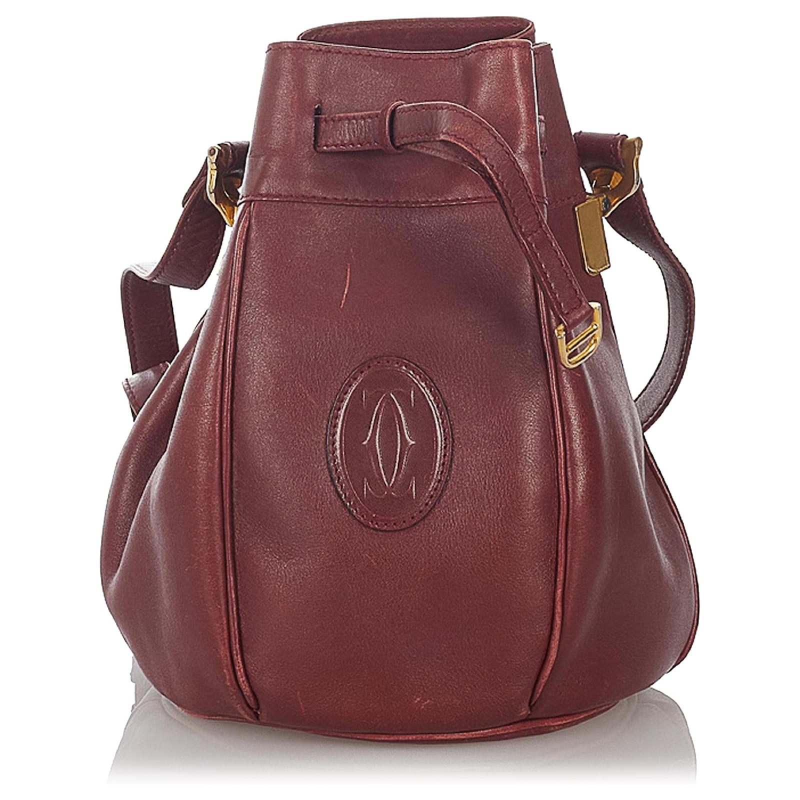 Cartier Red Must de Cartier Leather Bucket Bag Dark red Pony-style ...