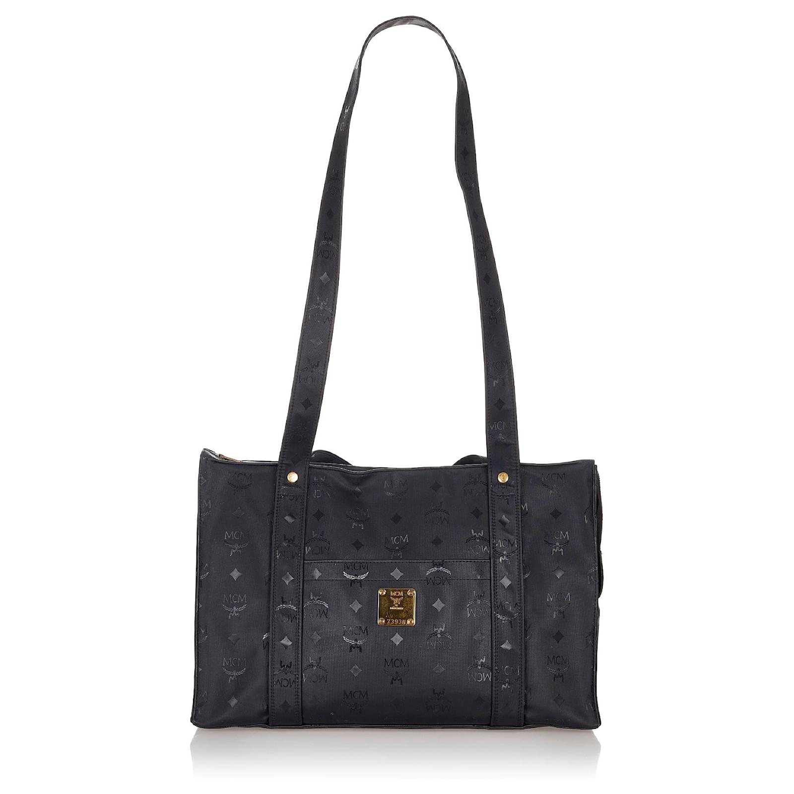 Sac cabas en nylon noir Visetos MCM Tissu ref.426685 - Joli Closet