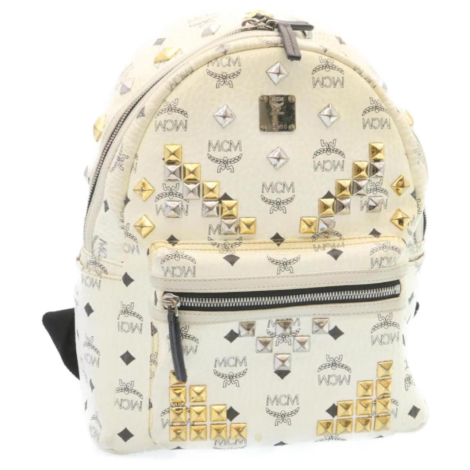 MCM Backpack White Leather ref.426984 - Joli Closet