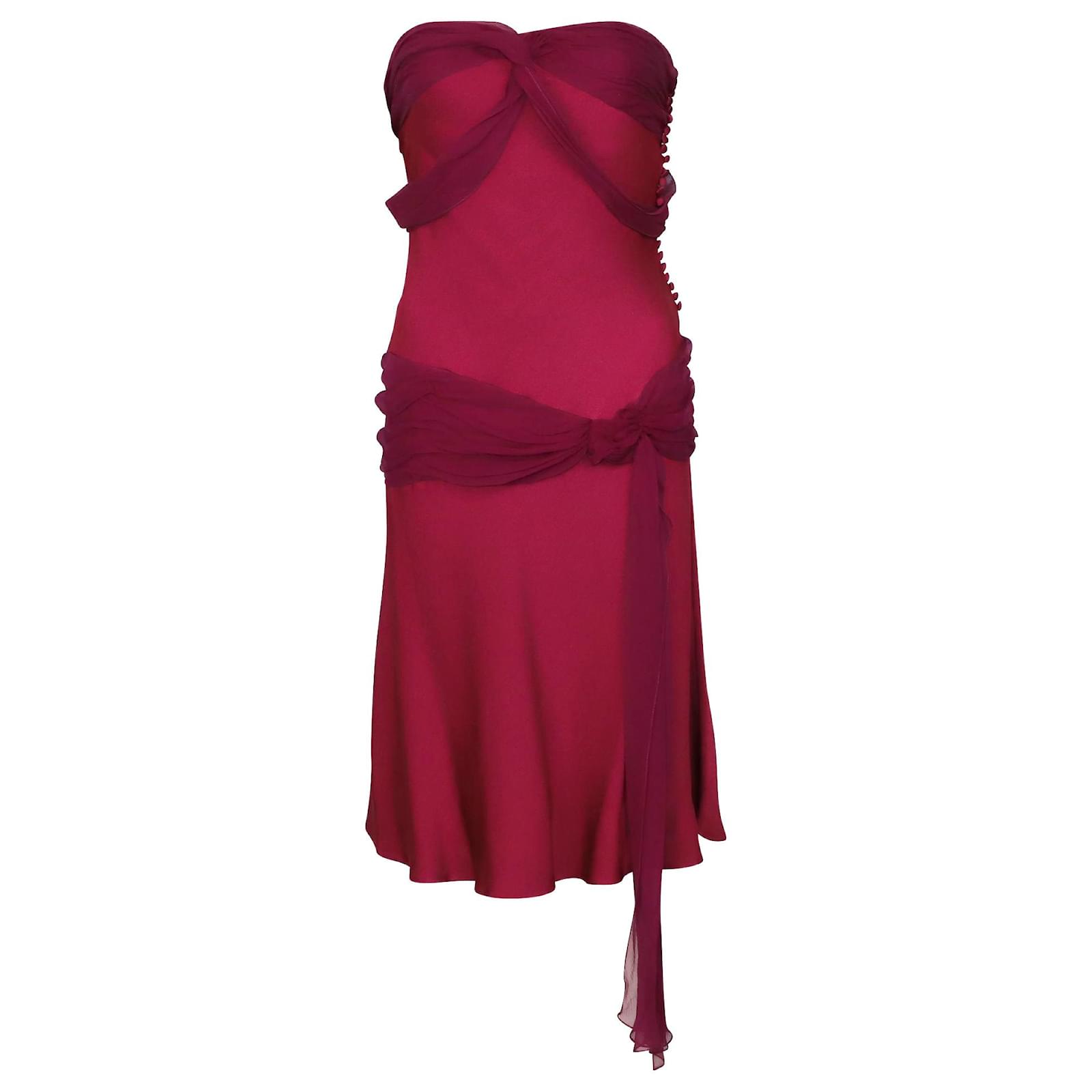 Christian Dior Cocktail Dress in Red Silk Dark red ref.429324 - Joli Closet