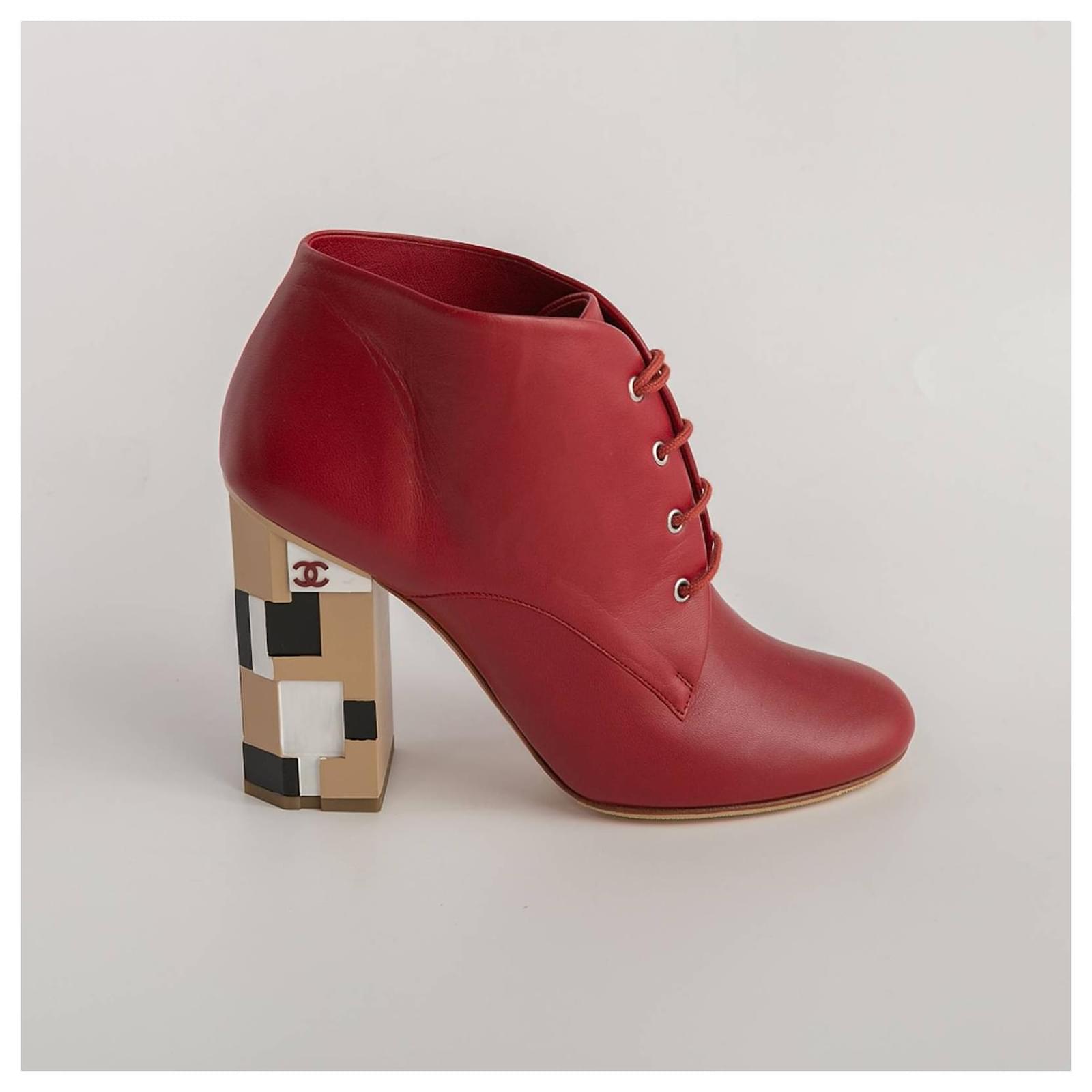 Chanel Booties Red Ref 436763 Joli Closet Chanel Booties Red Ref 436763 Joli Closet
