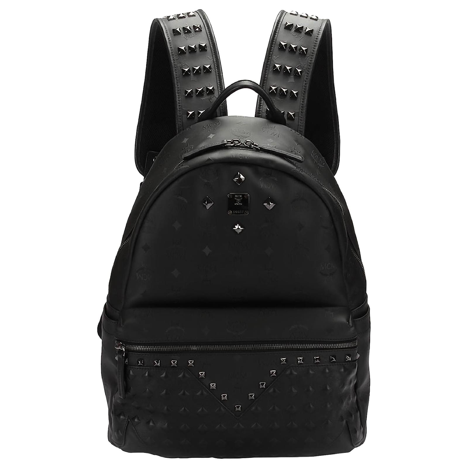 MCM Black Visetos Studded Backpack Cloth Cloth ref.441488 - Joli Closet