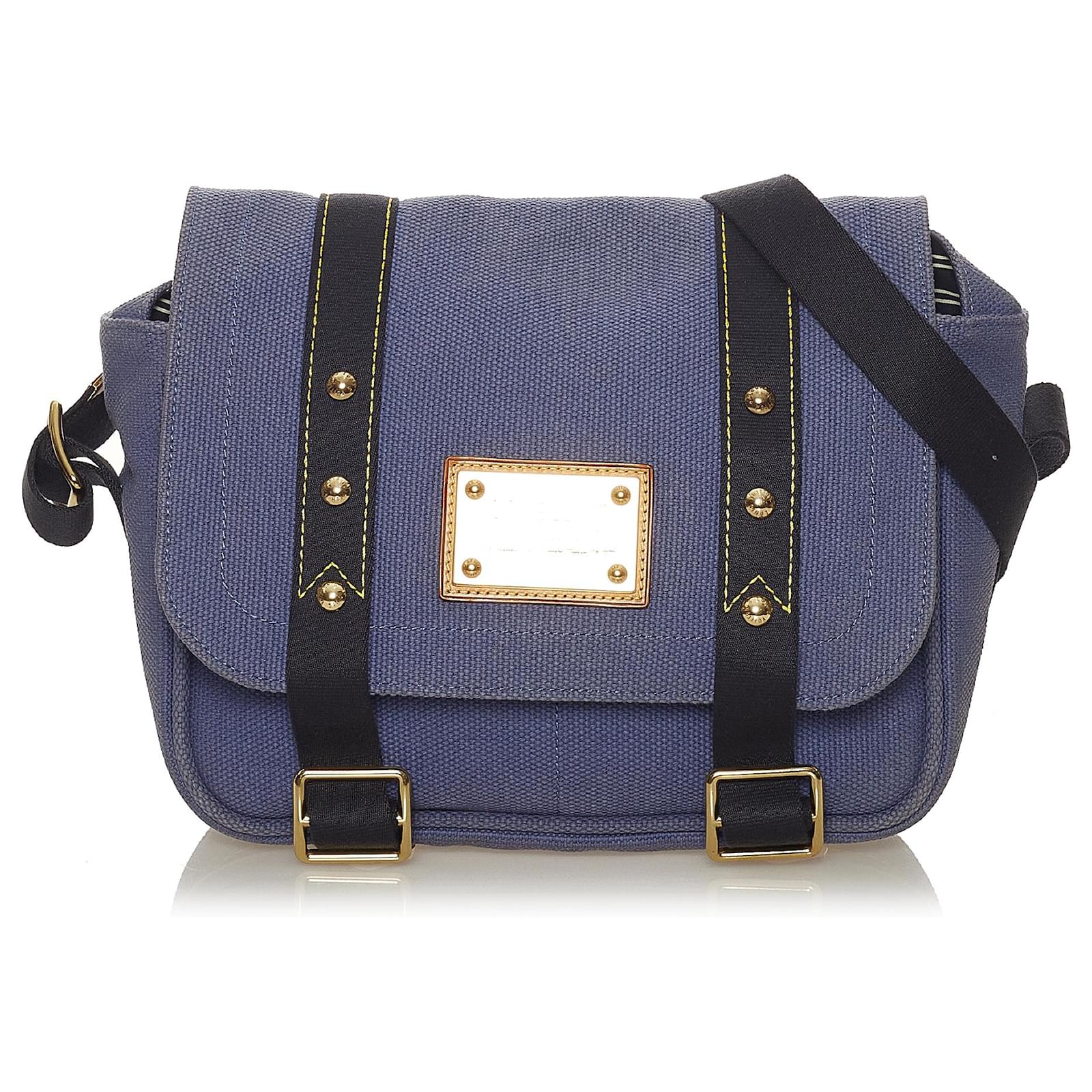 Louis Vuitton Bleu Antigua Besace PM Toile Tissu Bleu foncé ref.444717 ...