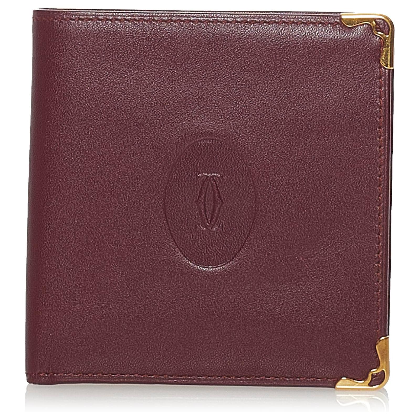 Cartier Red Must de Cartier Leather Small Wallet Dark red Pony-style ...