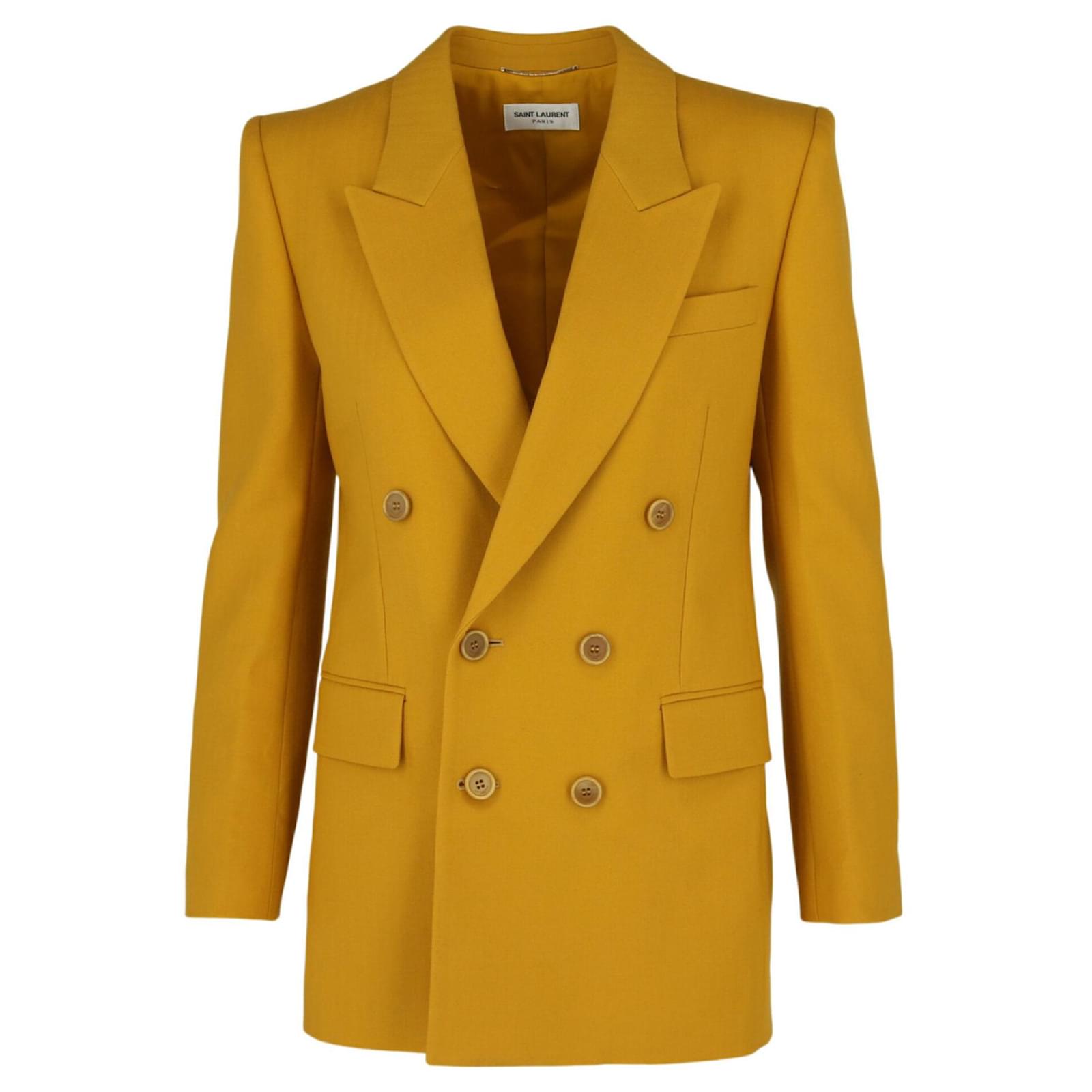 Saint Laurent lined-Breasted Wool Jacket Yellow ref.448043 - Joli Closet
