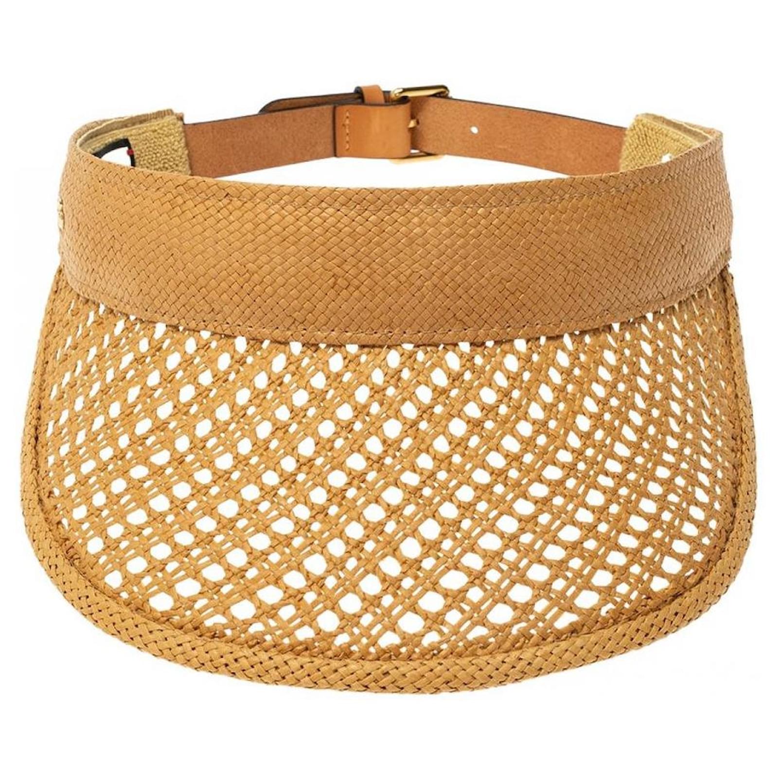 GUCCI BRAIDED VISOR STRAW HAT VISOR Beige ref.449196 - Joli Closet