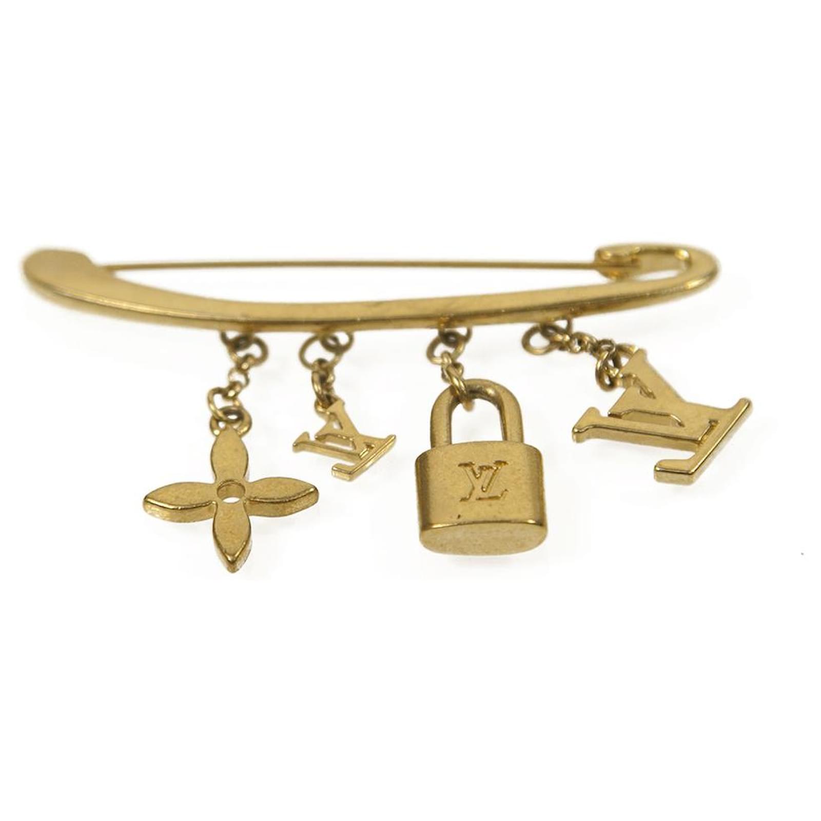 Louis Vuitton Iconic Padlock & Key LV Logo Charms Dangle Broche Safety ...