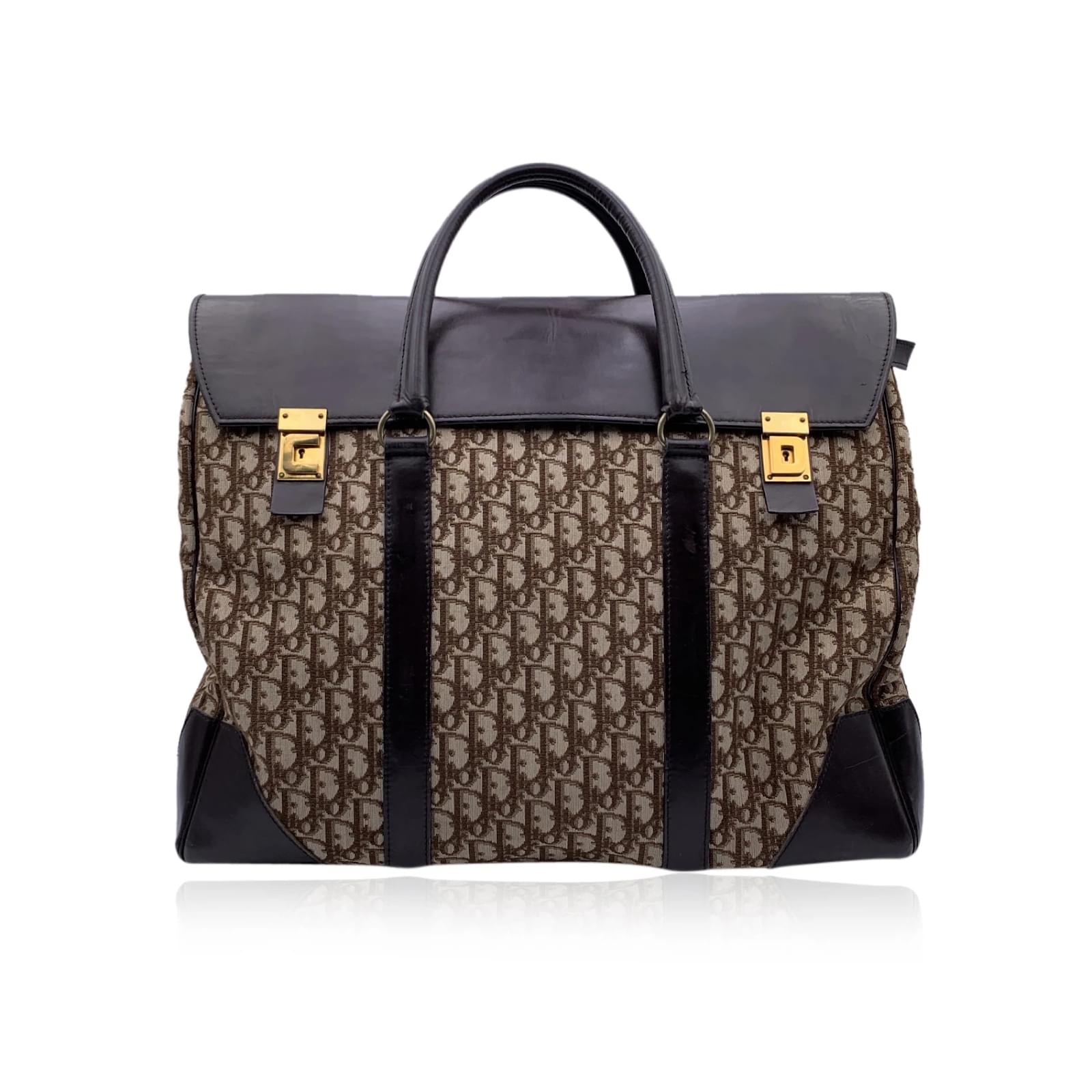 Christian Dior Vintage Monogram Brown Travel Unisex Weekender Bag Cloth ...