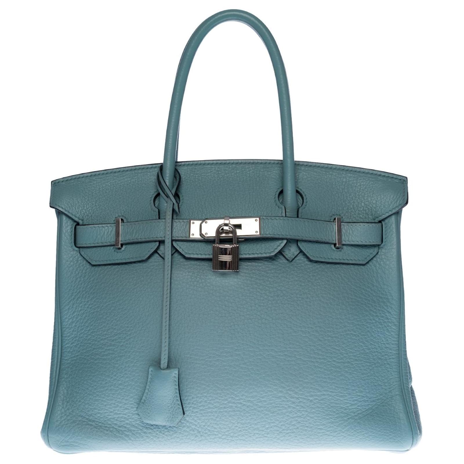 Hermès Impressionante bolsa Hermes Birkin 30 cm em couro Togo azul ...