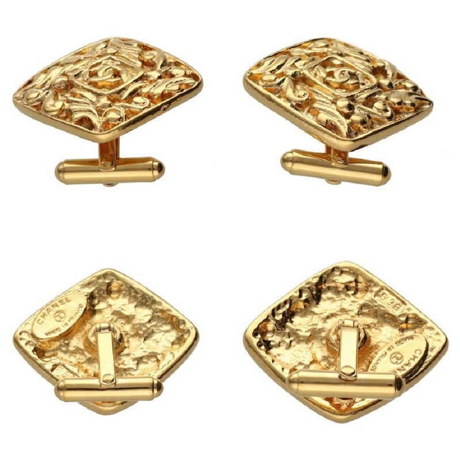 [Occasion] CHANEL Vintage CC Mark Cuff Coco Mark Brass Gold Or Doré ref ...