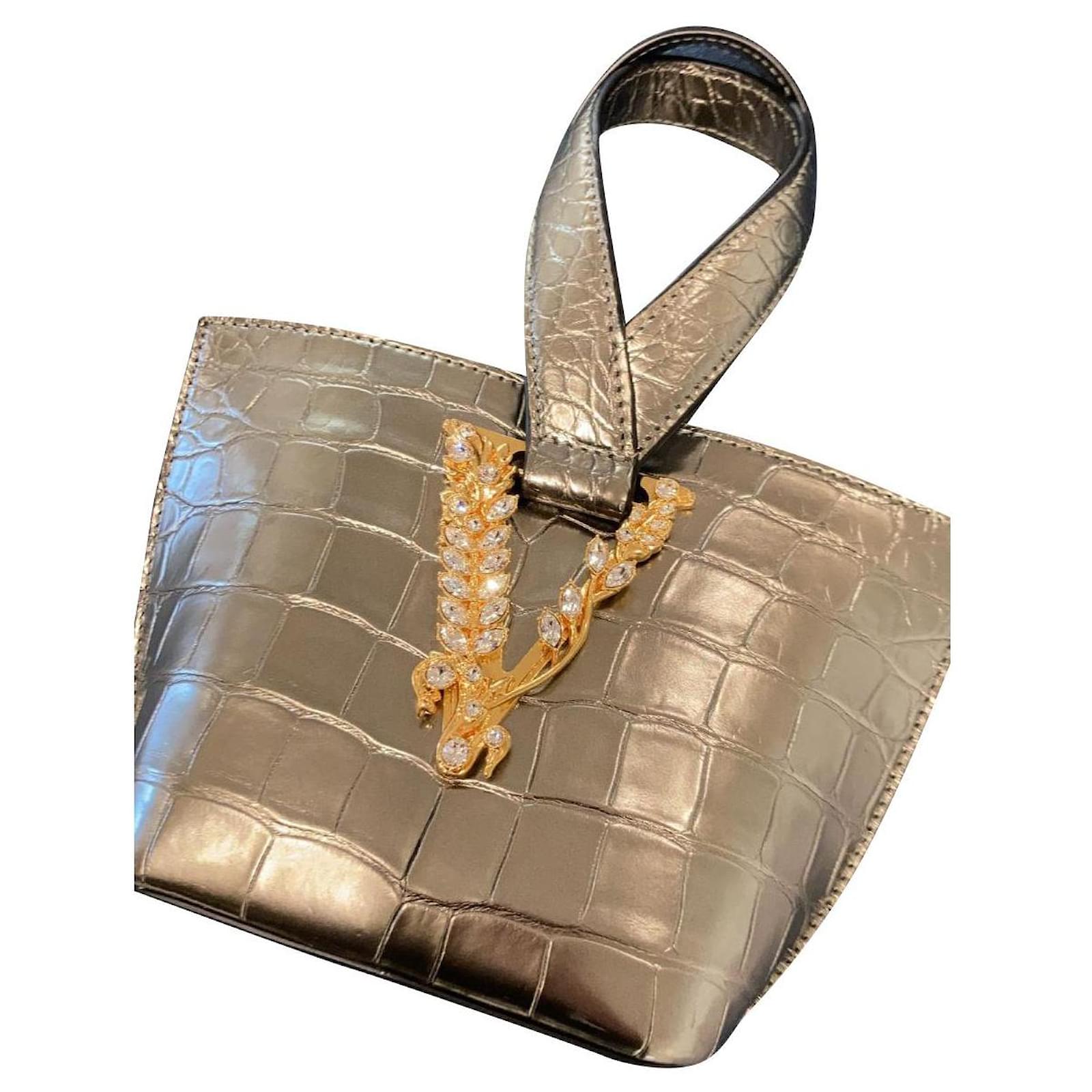 Versace virtus bag in python new Silvery ref.462612 - Joli Closet
