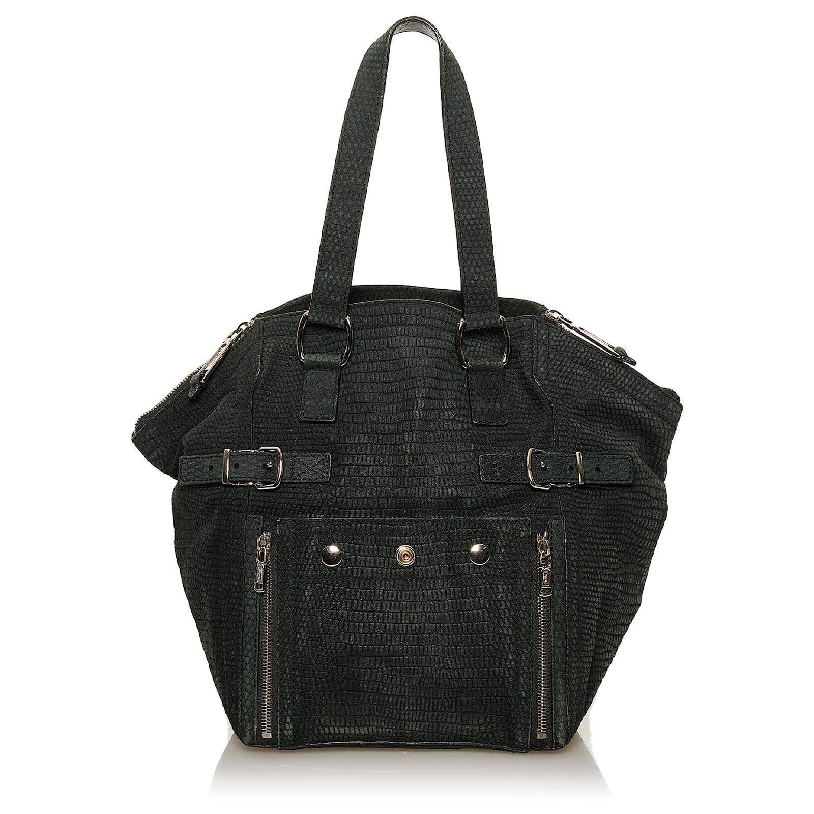 Yves Saint Laurent Sac cabas en cuir gaufré vert YSL Downtown Veau ...