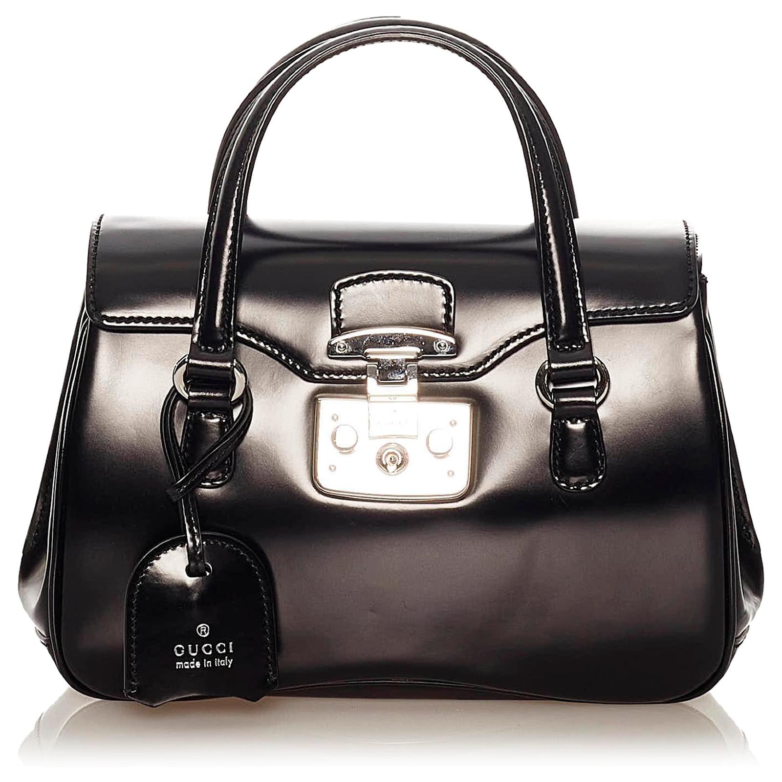Borsa in pelle Gucci Black Lady Lock Nero Vitello simile a un vitello ...