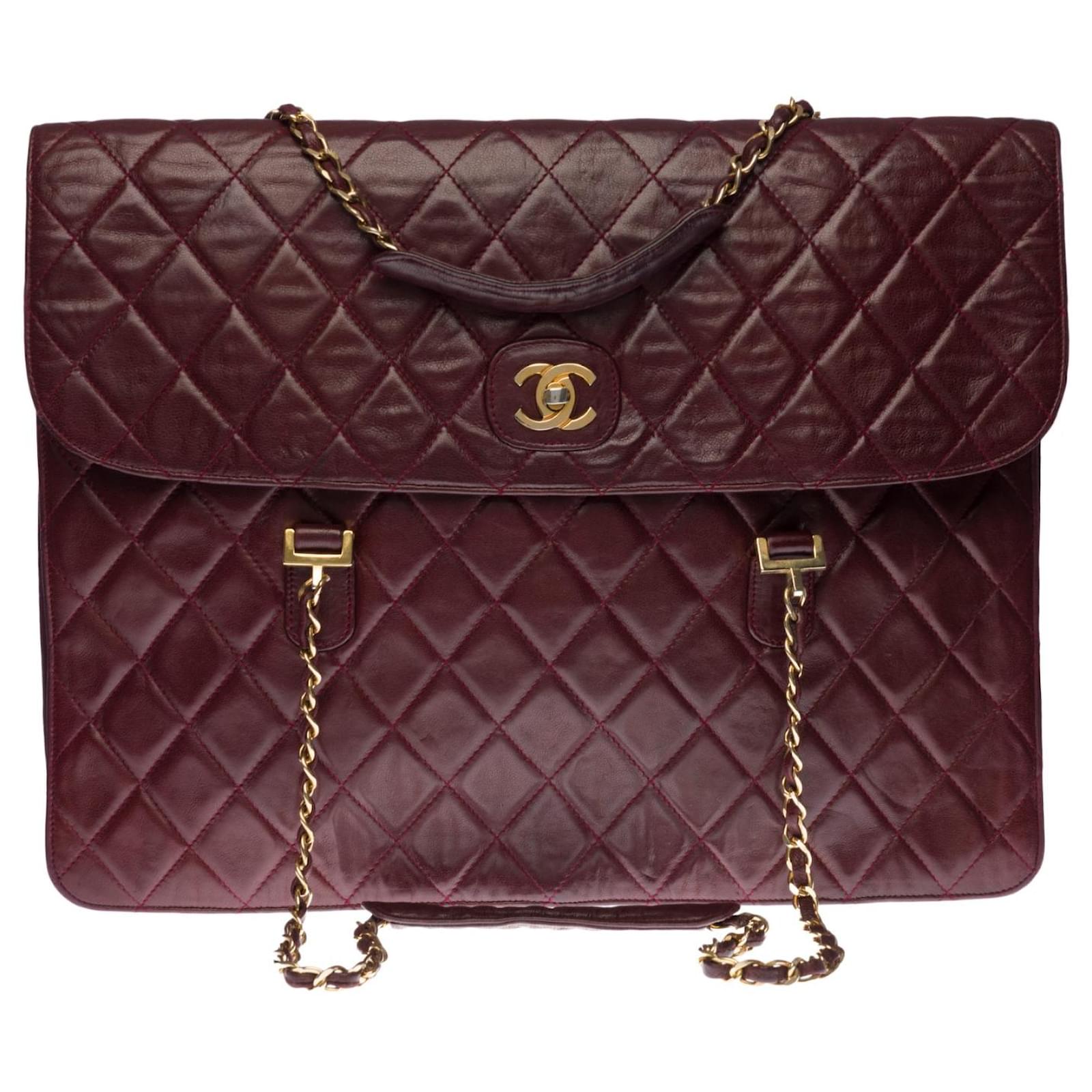 Superb Vintage Chanel Satchel Bag in burgundy quilted leather ...