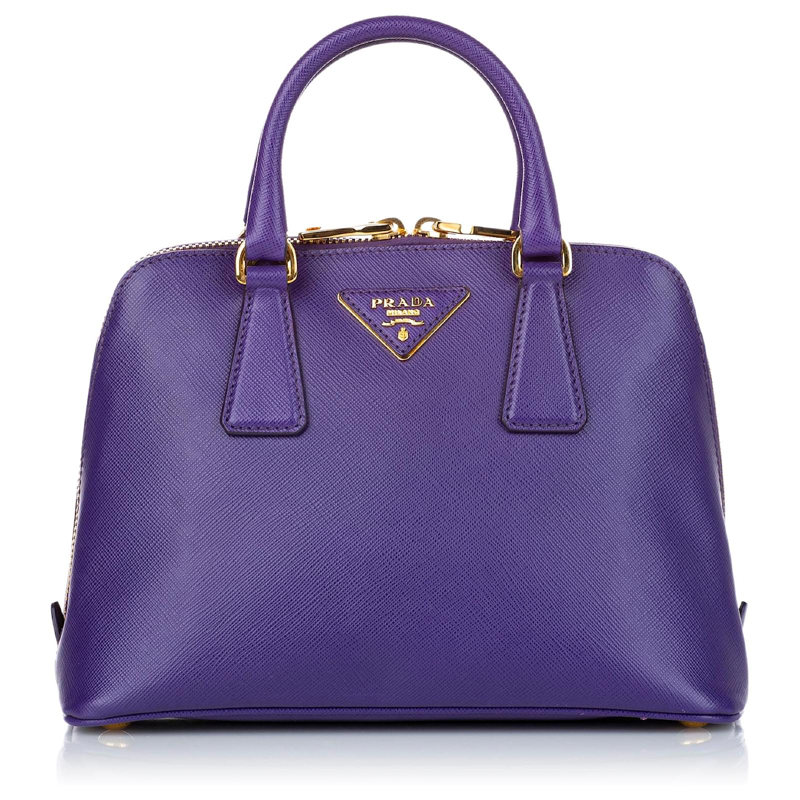 Prada Violet Saffiano Promenade Cartable Cuir Veau façon poulain ref ...