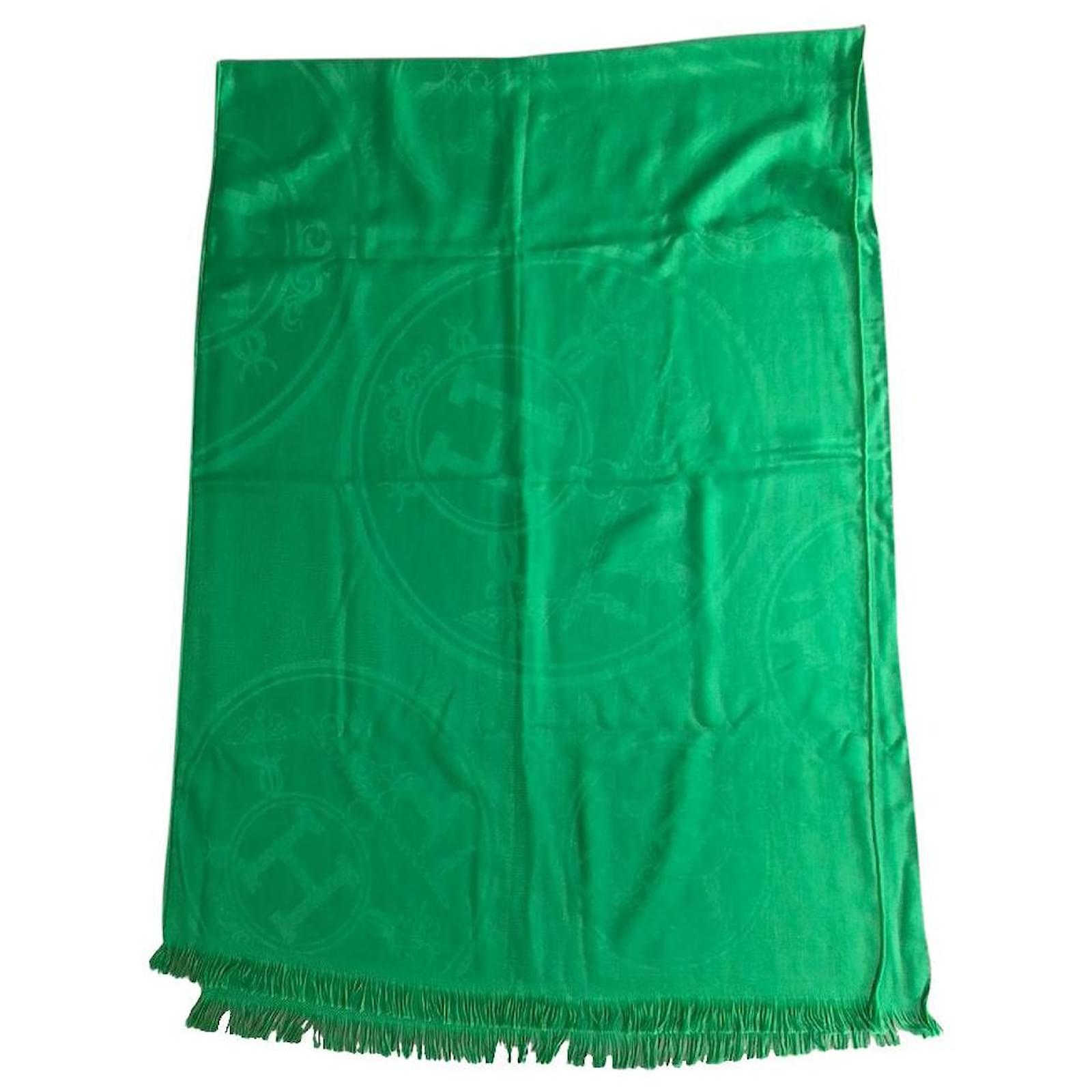 Hermès Hermes New Libris Stola Green Silk Cashmere ref.465938 - Joli Closet