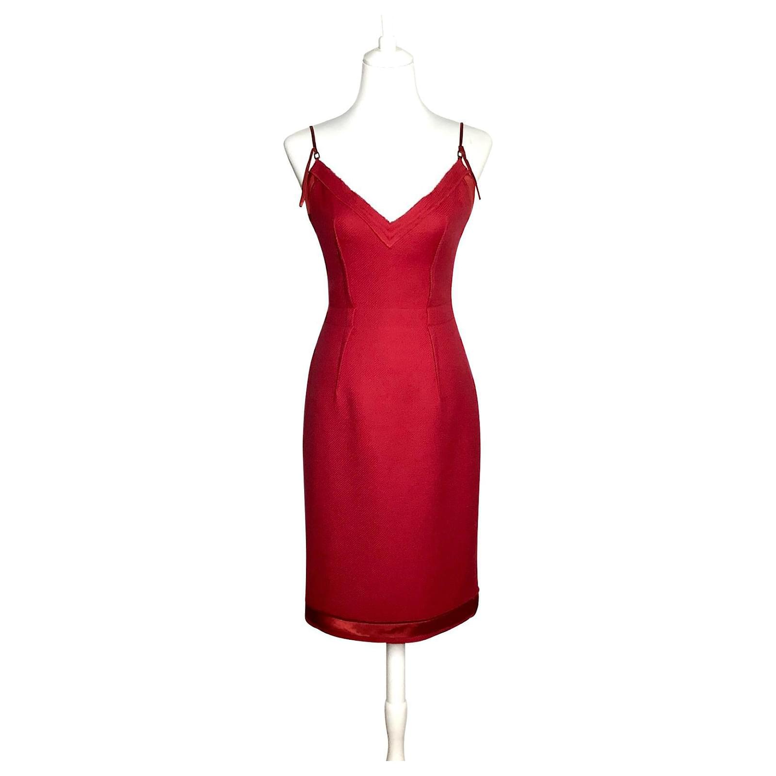 Prada Dresses Red Wool ref.466240 - Joli Closet