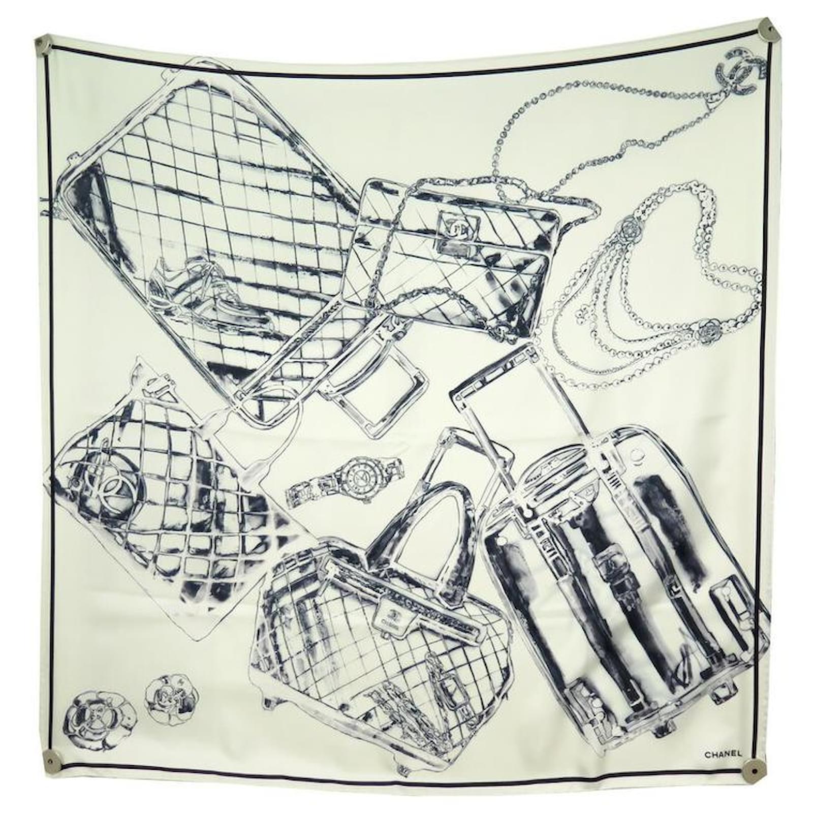 CHANEL X-RAY SQUARE SCARF 90 SILK BAG TIMELESS WATCH J12 CAMELIA SCARF ...
