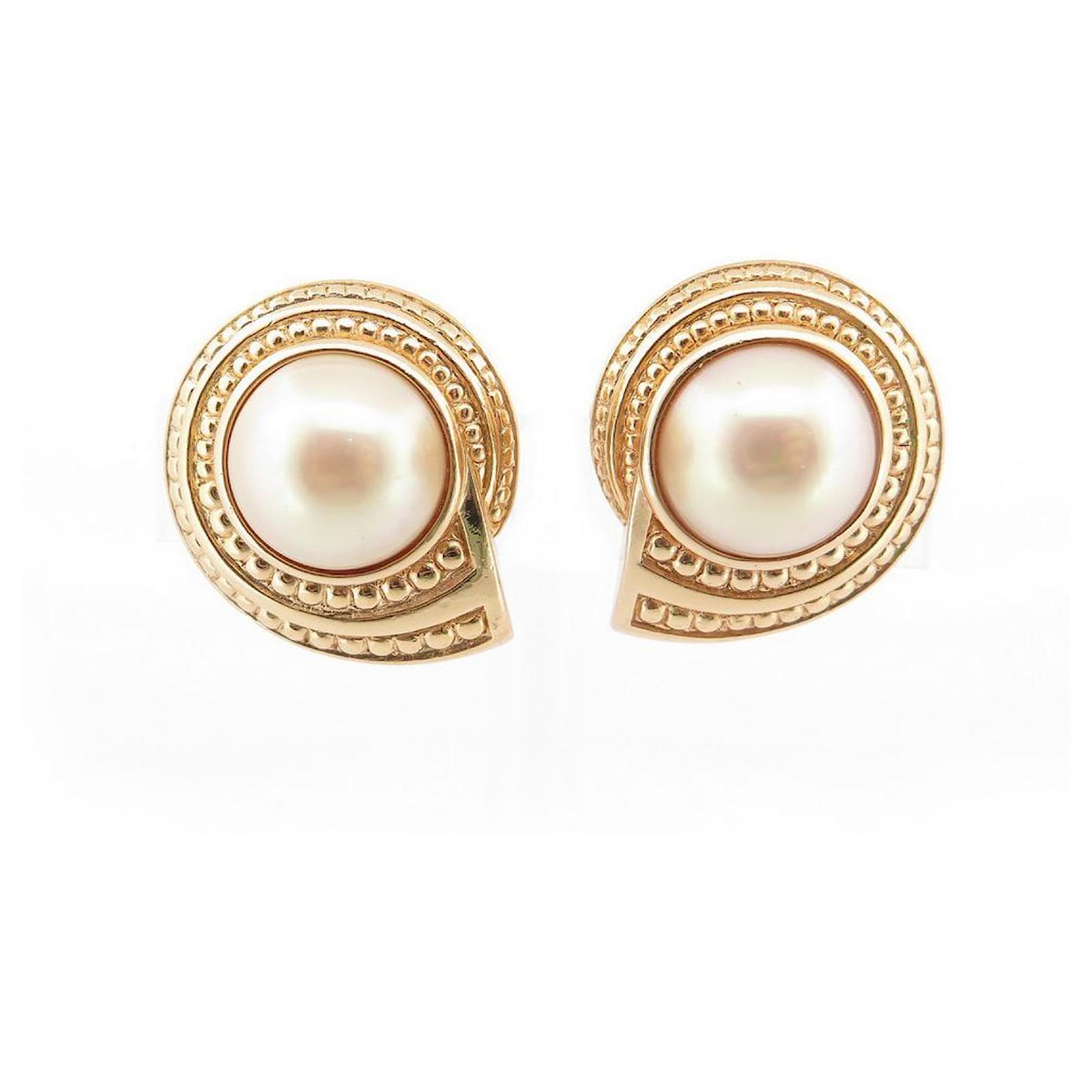 VINTAGE NINE EARRINGS CHRISTIAN DIOR SNAIL PEARL PEARL EARRINGS NEW ...