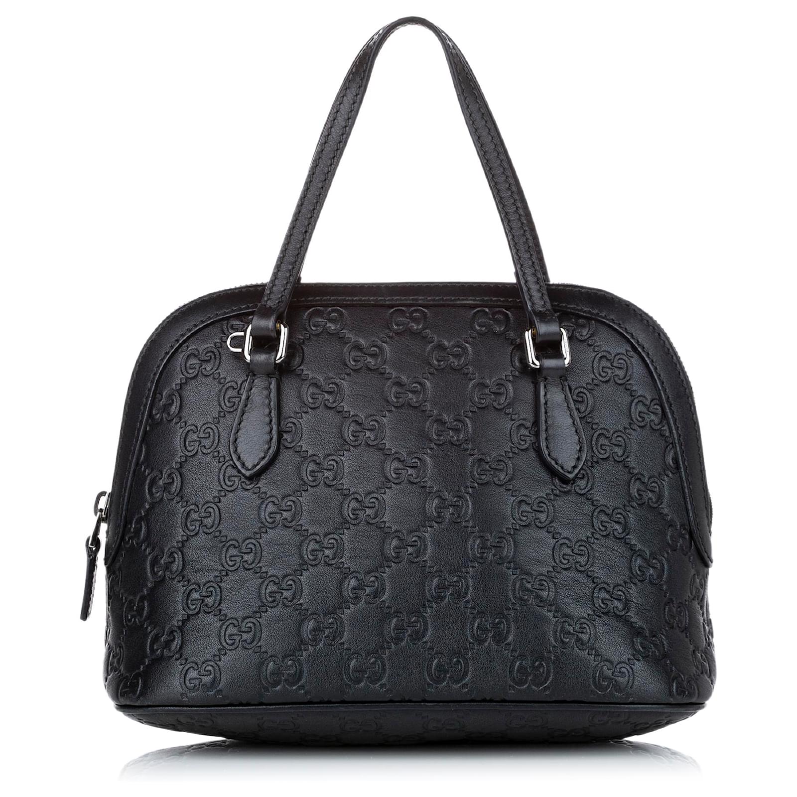 Gucci Black Guccissima Dome Satchel Leather Pony-style calfskin ref ...