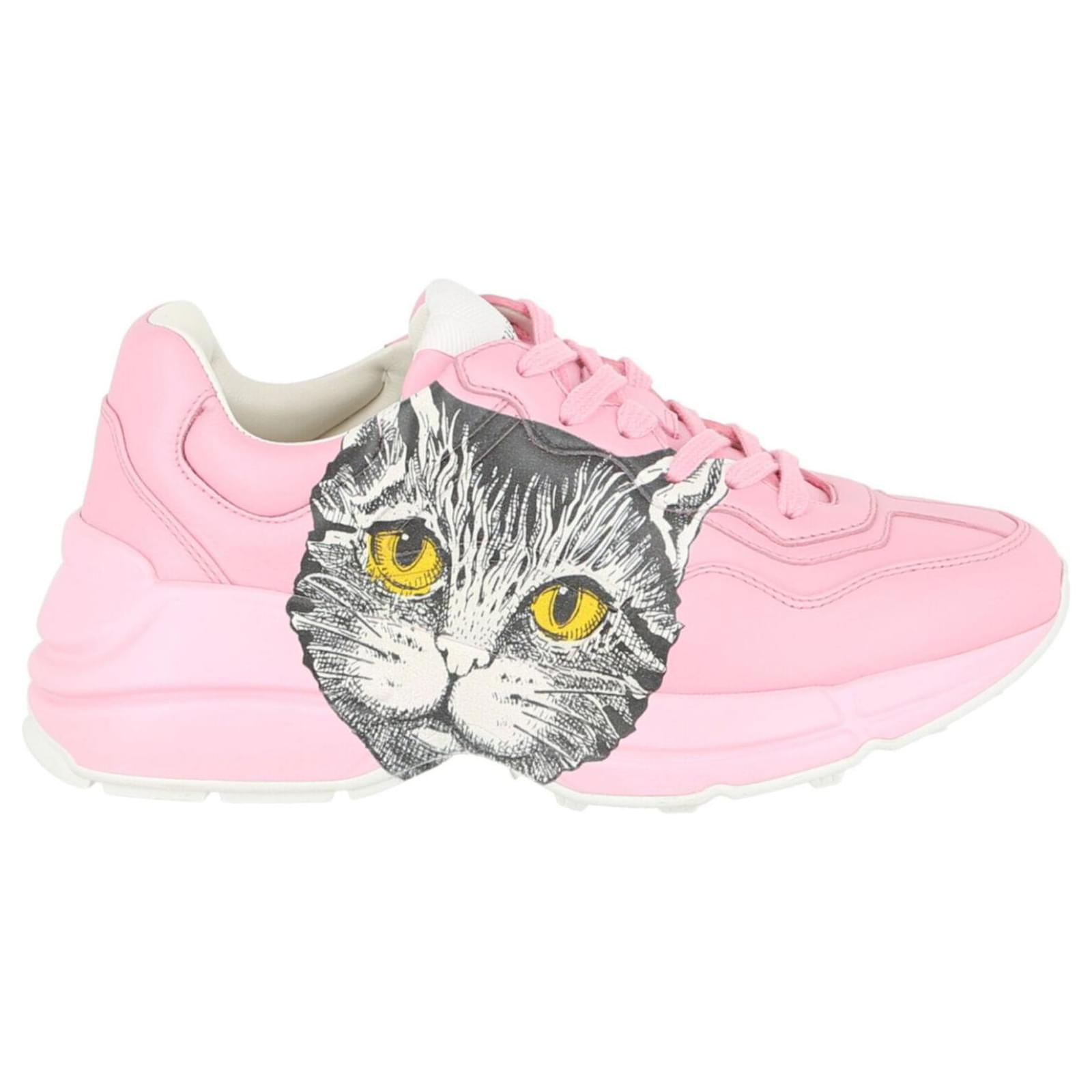Gucci Rhyton Mystic Cat Leather Sneaker Pink ref.473727 - Joli Closet