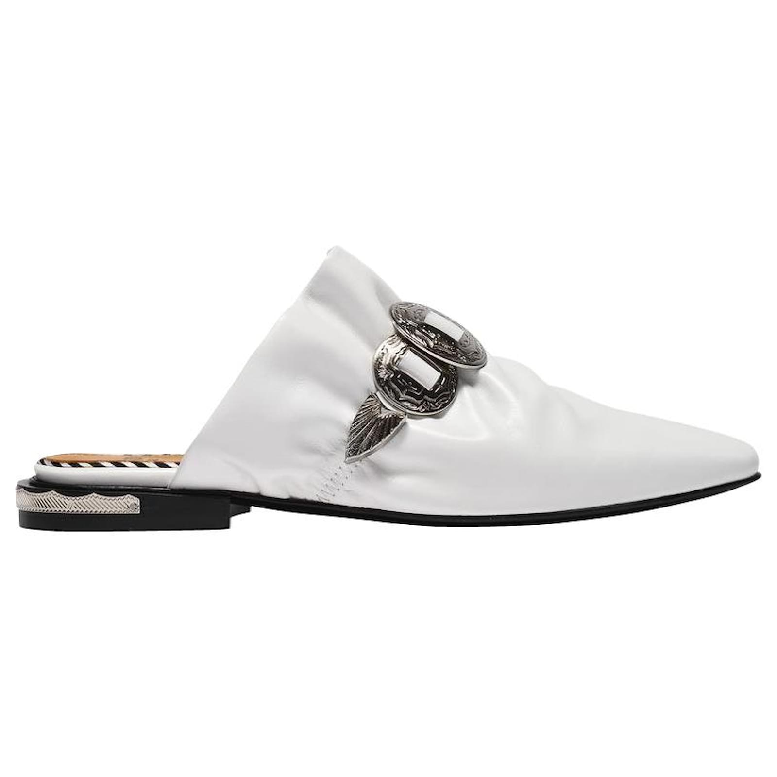 Toga Pulla Slides in White Leather ref.475337 - Joli Closet