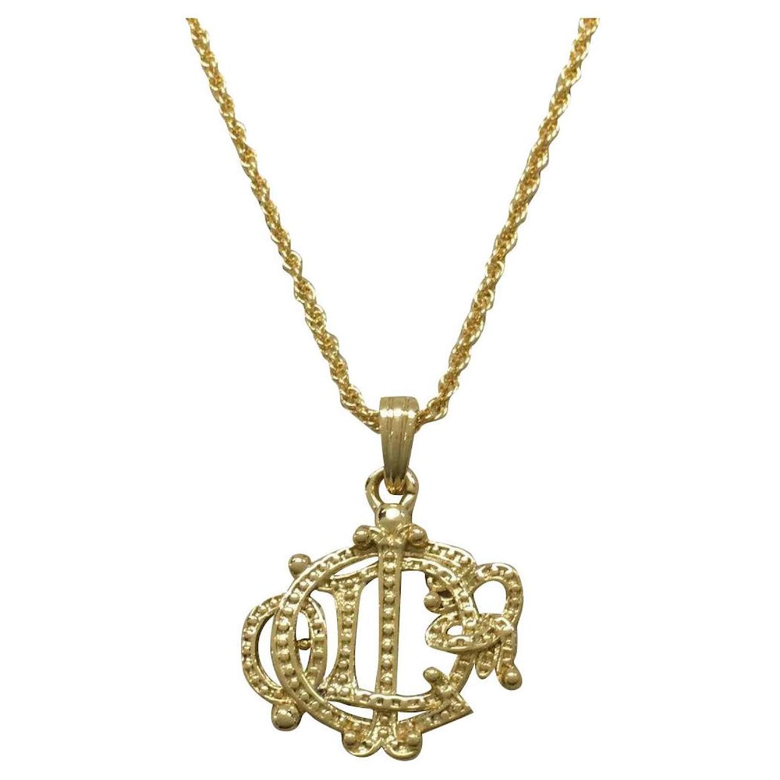 Collier Christian Dior / placage / emblème / or Doré ref.479495 - Joli ...