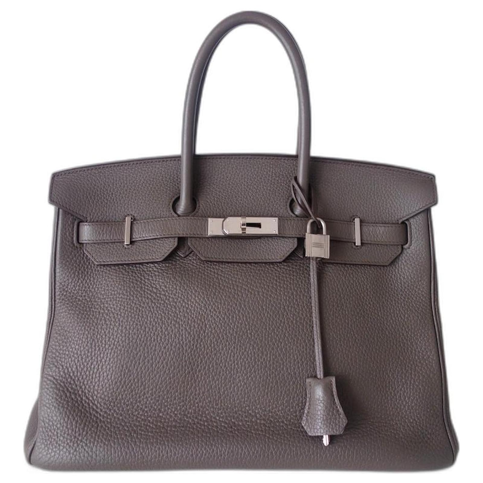 Hermès HERMES BIRKIN BAG 35 etoupe Grey Leather ref.482674 - Joli Closet