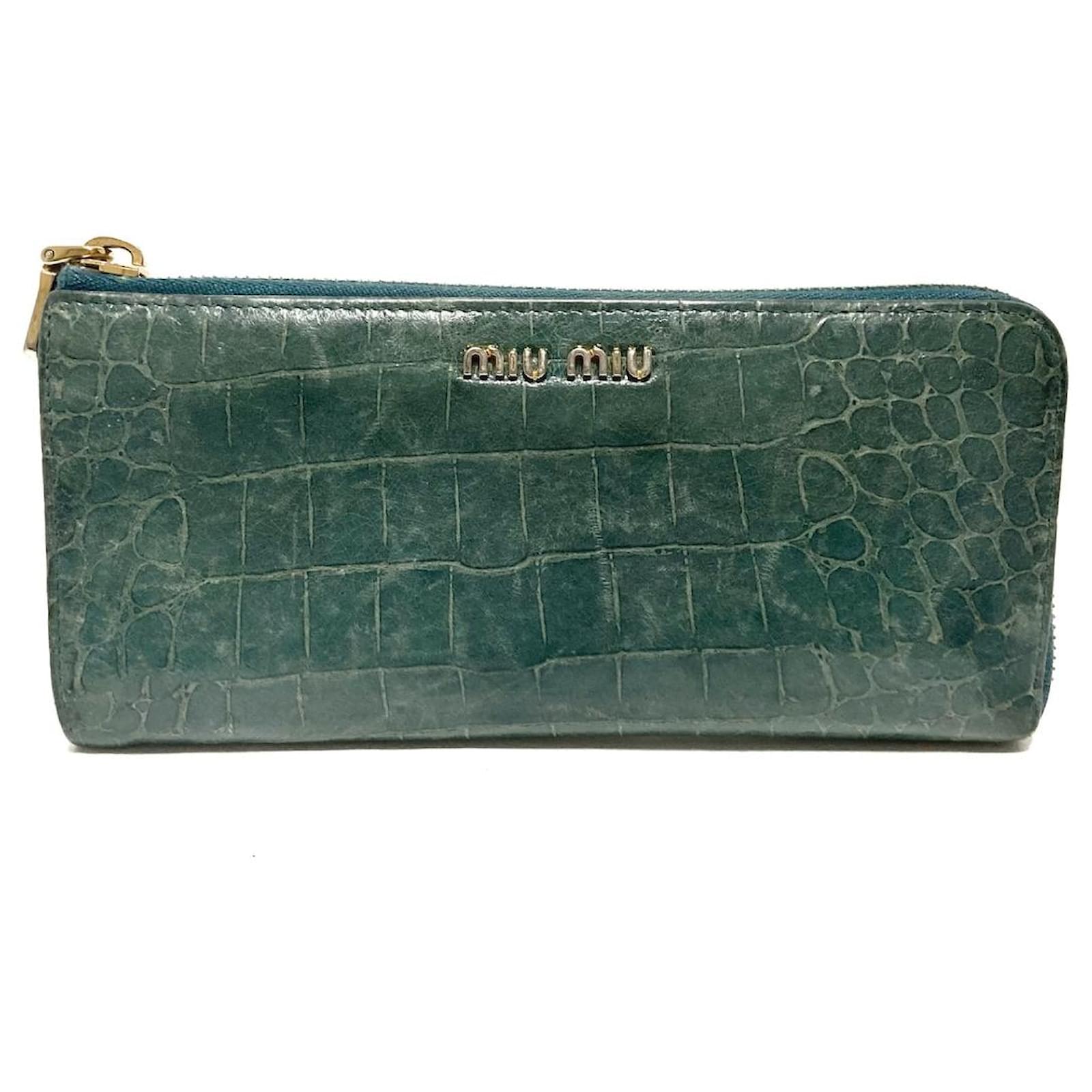 Miu Miu Wallet Green Leather ref.482715 - Joli Closet