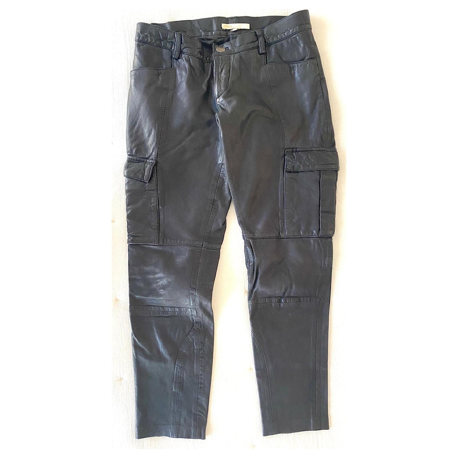 Maje matte black leather pants Lambskin ref.485546 - Joli Closet