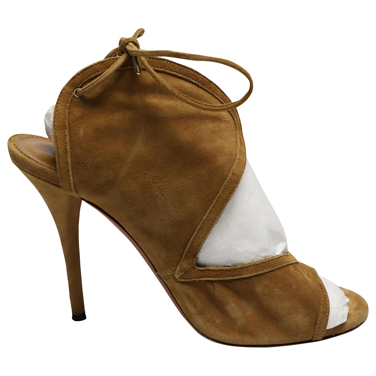 Sandales Aquazzura à Découpes en Daim Marron Suede ref.490037 - Joli Closet