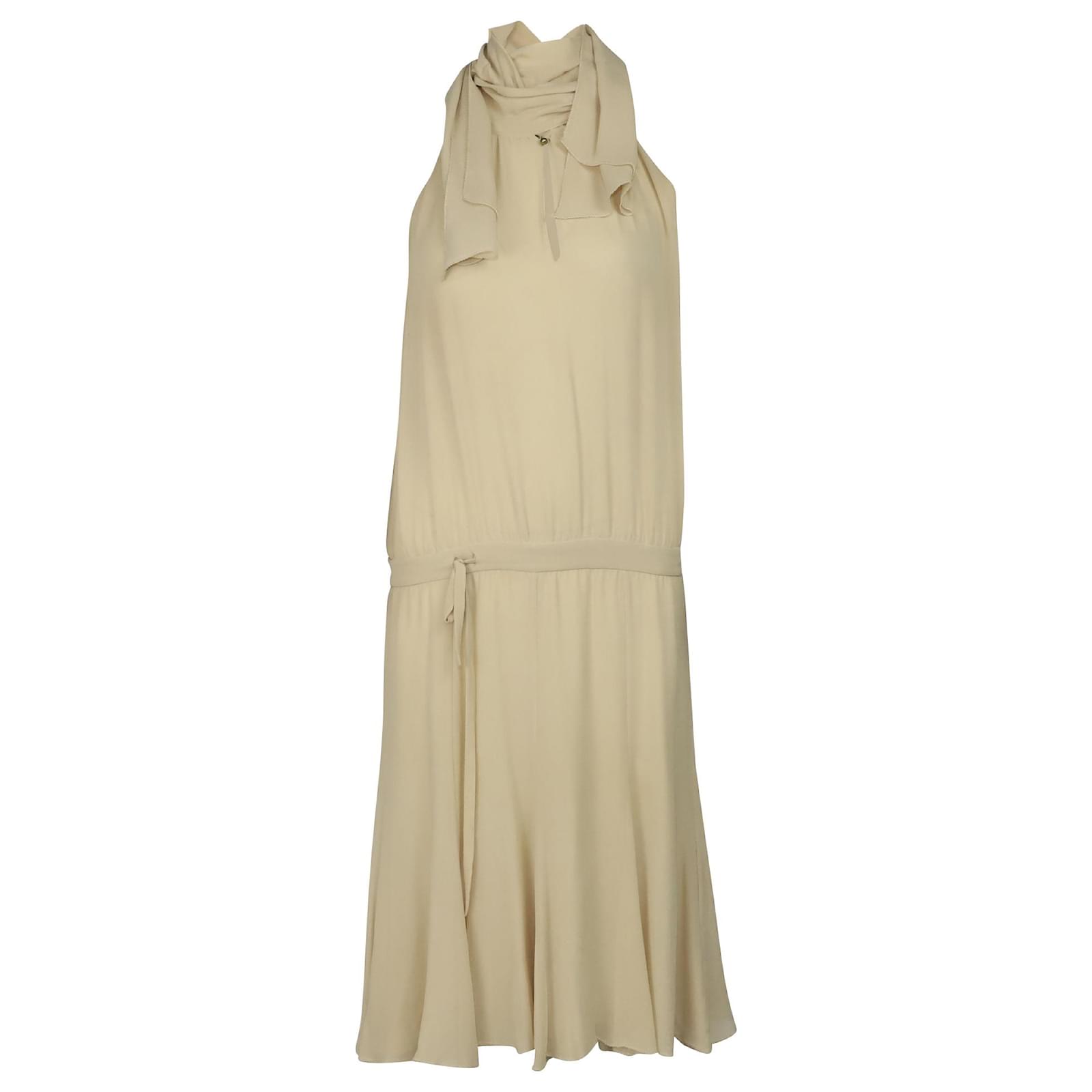 Joseph Halter Knee-length Dress in Beige Silk ref.490441 - Joli Closet