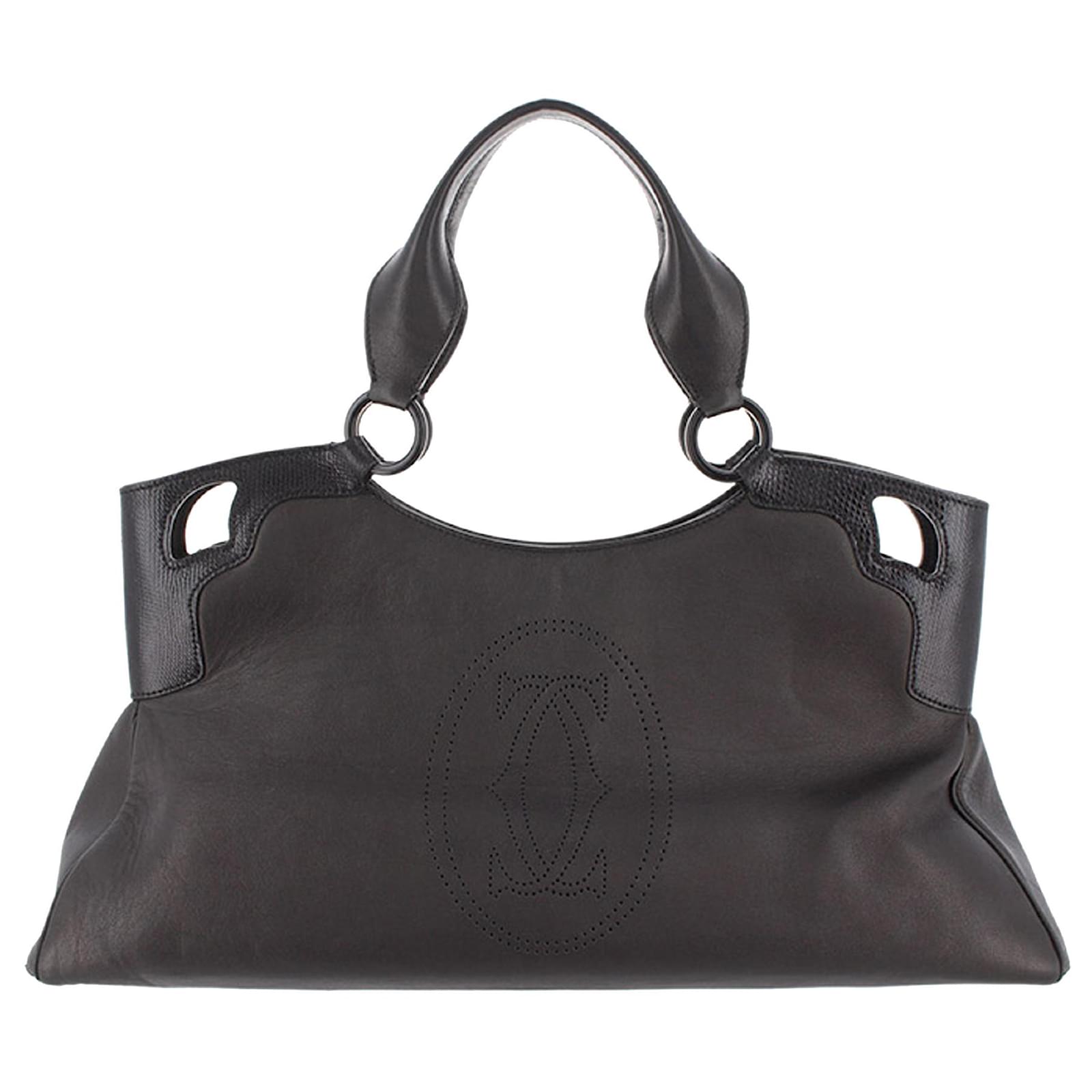 Cartier Sac à main en cuir noir Marcello de Cartier Veau façon poulain ...