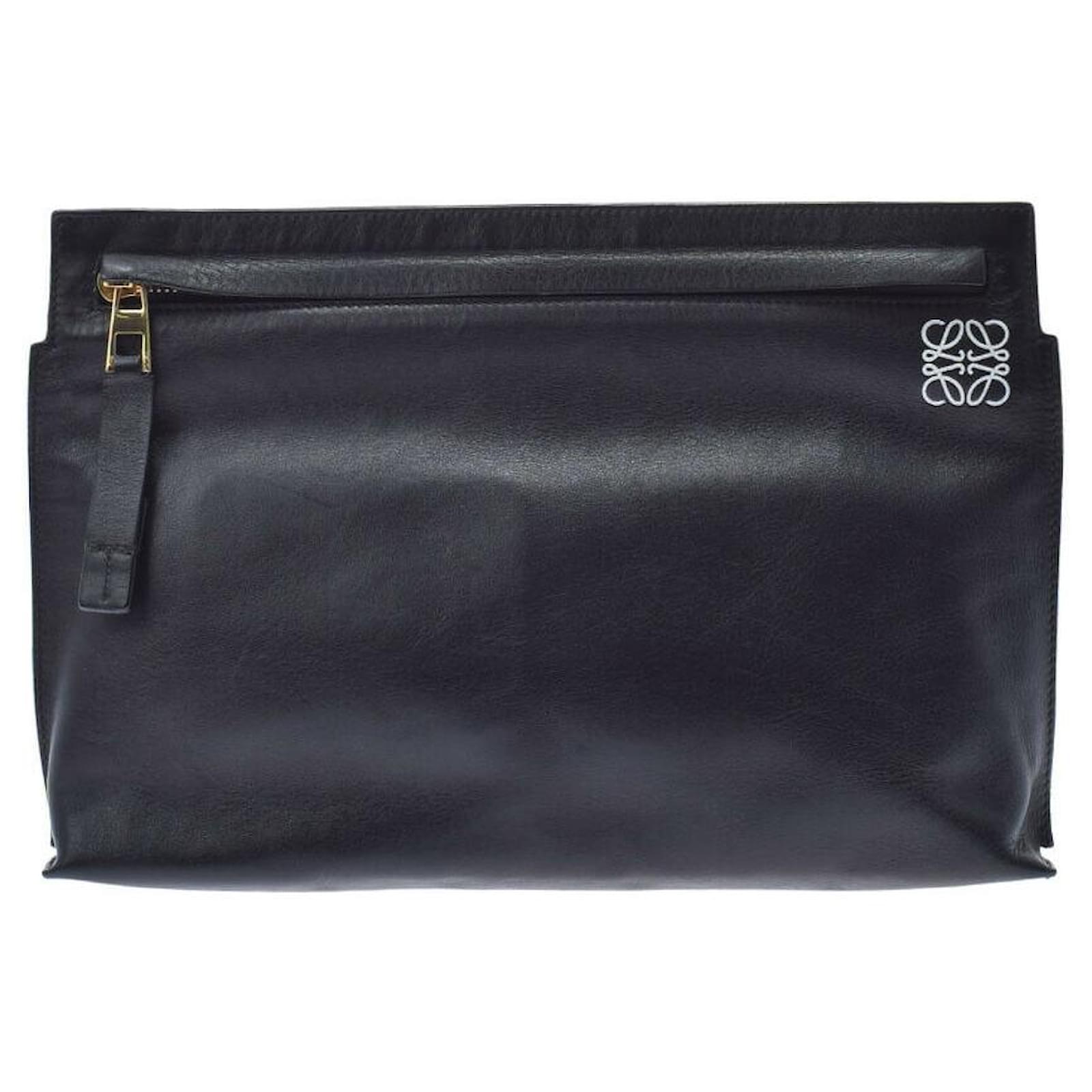Loewe T pouch Black Leather ref.492075 - Joli Closet