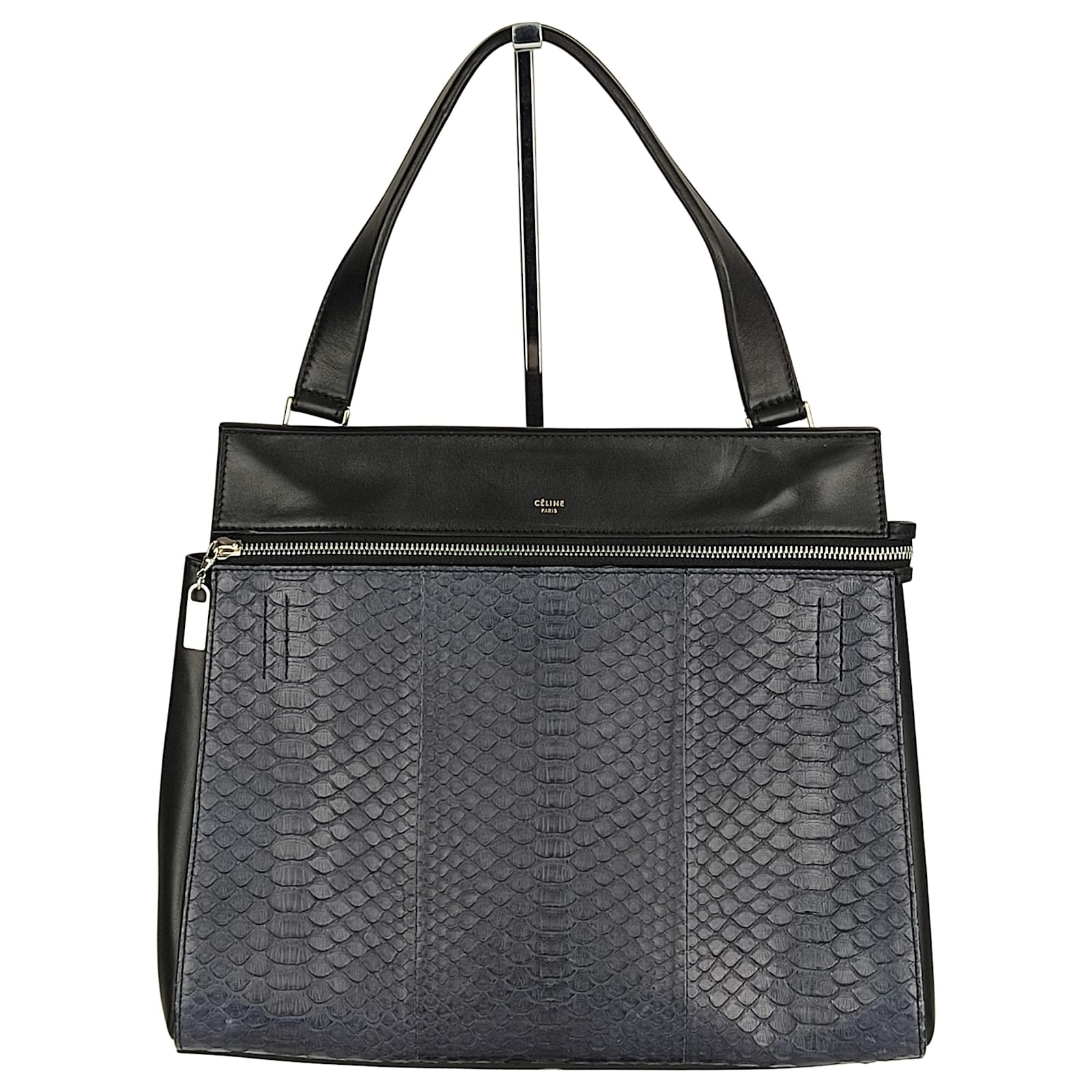 Céline Sac à main Celine Edge en python Cuir Cuirs exotiques Noir Bleu ...