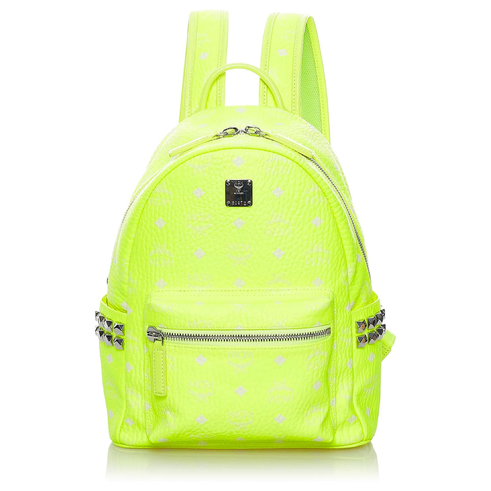 MCM Yellow Visetos Stark Side Stud Leather Backpack Pony-style calfskin ...