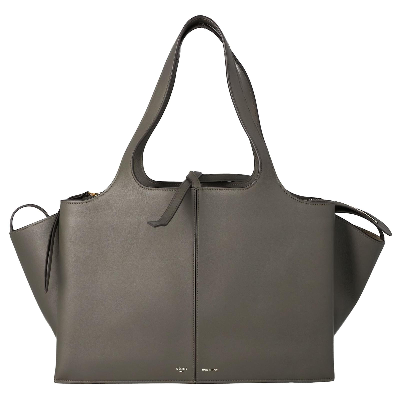 Céline Celine Women Medium Tri Fold Bag In Grey Natural calf leather ...